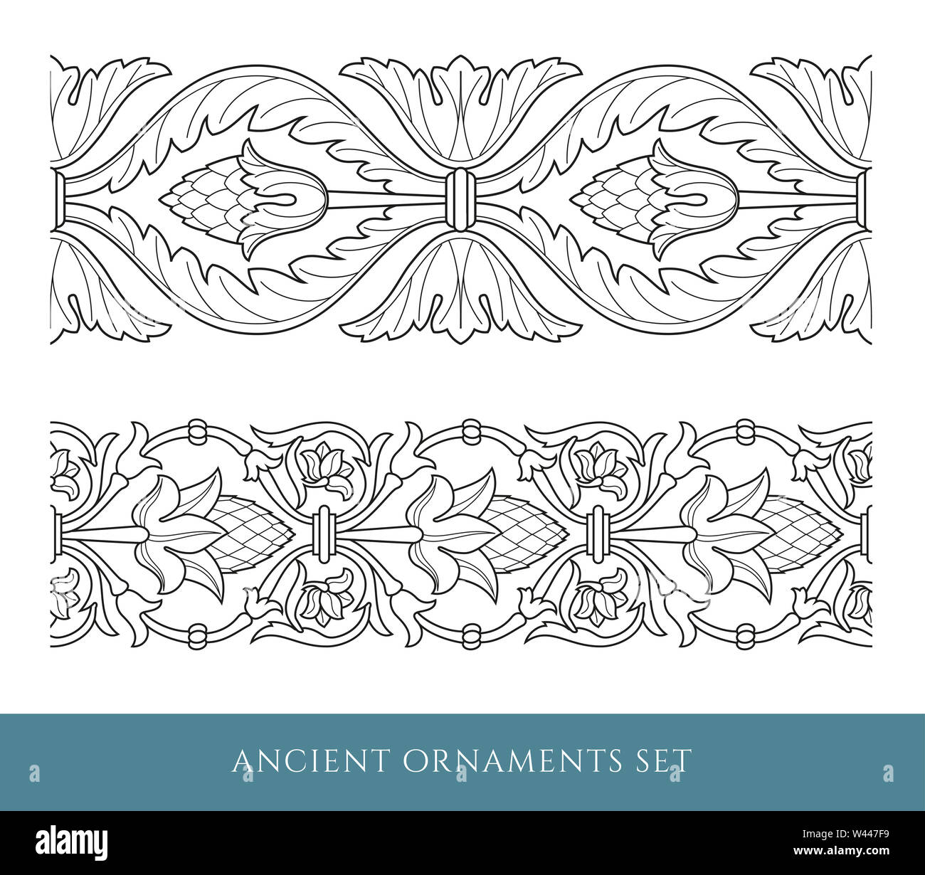 Set of decorative ancient seamless ornamental border Stock Photo - Alamy