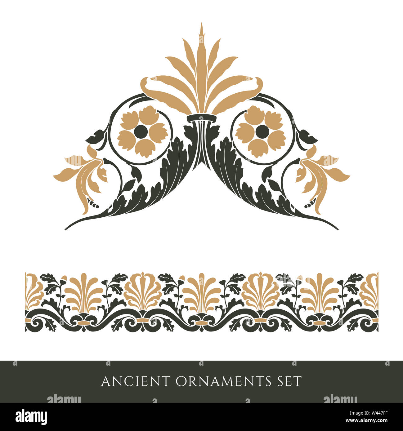 Set of decorative ancient seamless ornamental border Stock Photo - Alamy