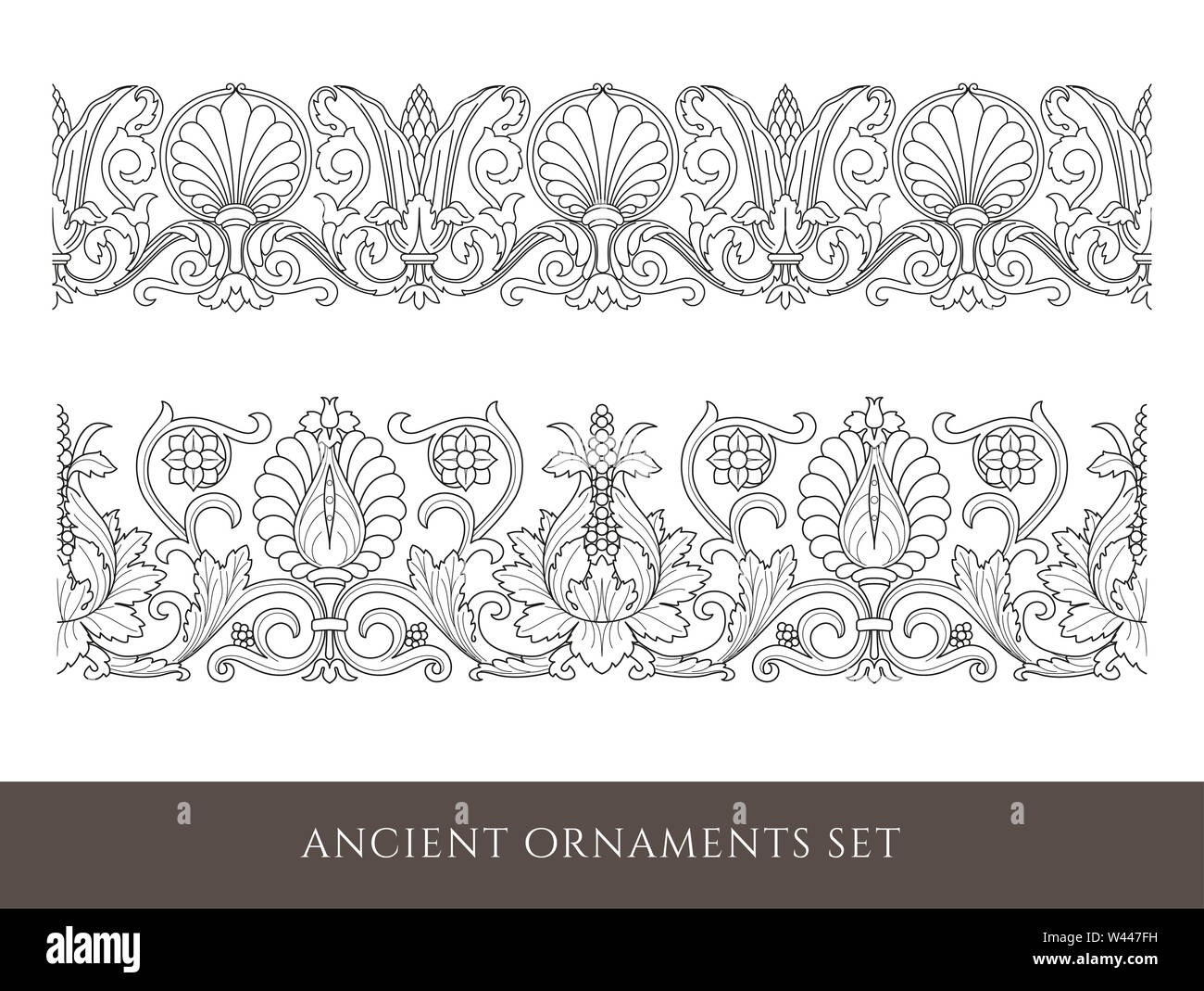 Set of decorative ancient seamless ornamental border Stock Photo - Alamy