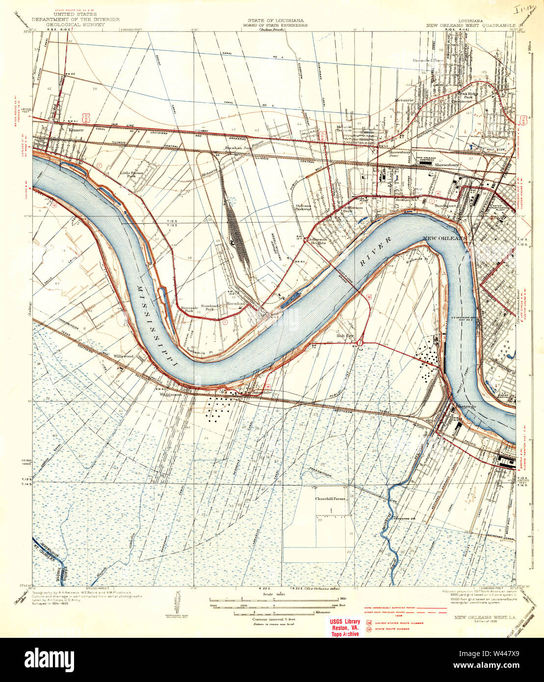 USGS TOPO Map Louisiana LA New Orleans West 333990 1938 31680 Stock ...