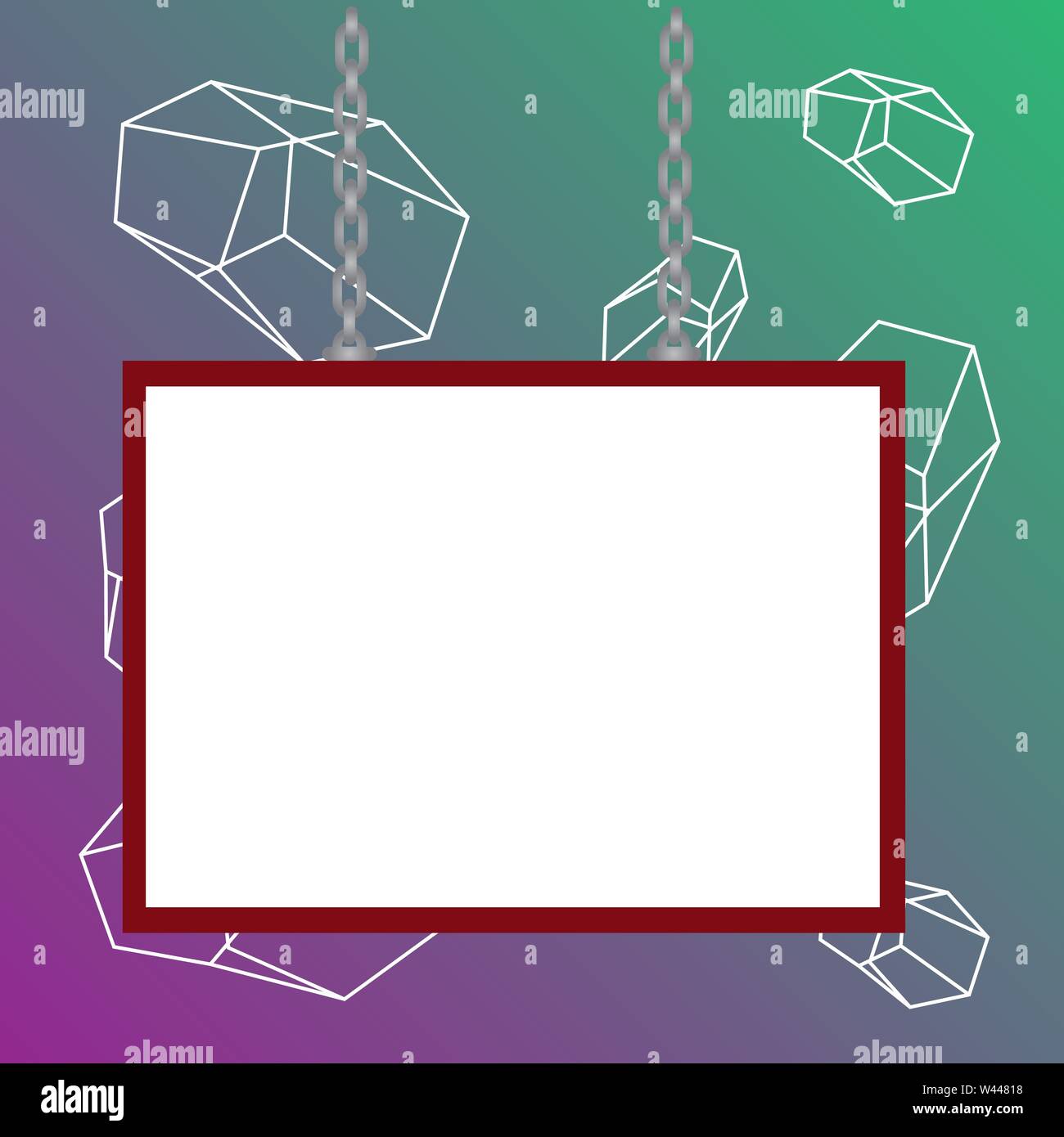 Whiteboard rectangle frame empty space attached surface chain blank ...