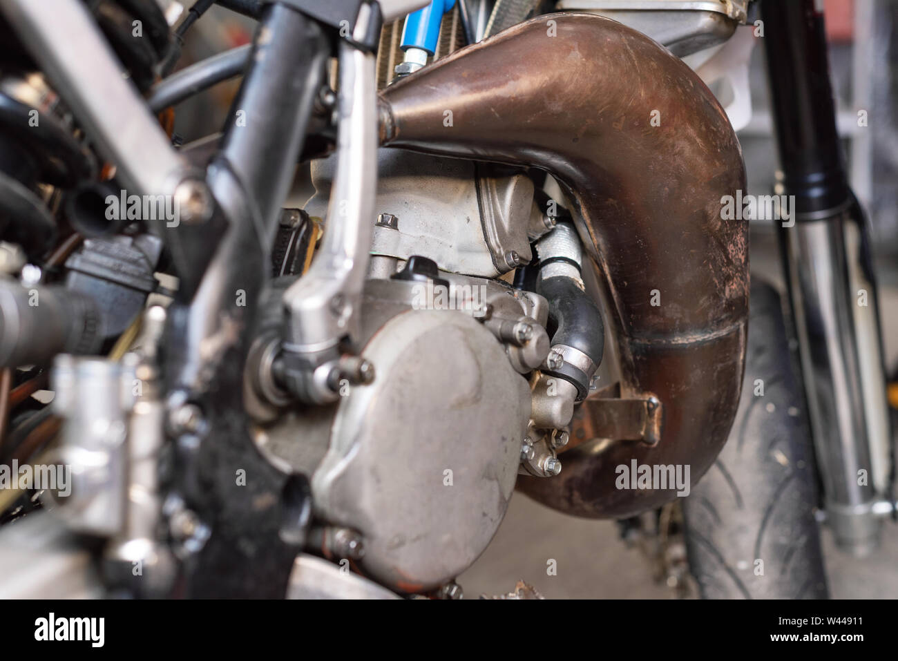 Motocross motorbike close up engine details view Stock Photo - Alamy
