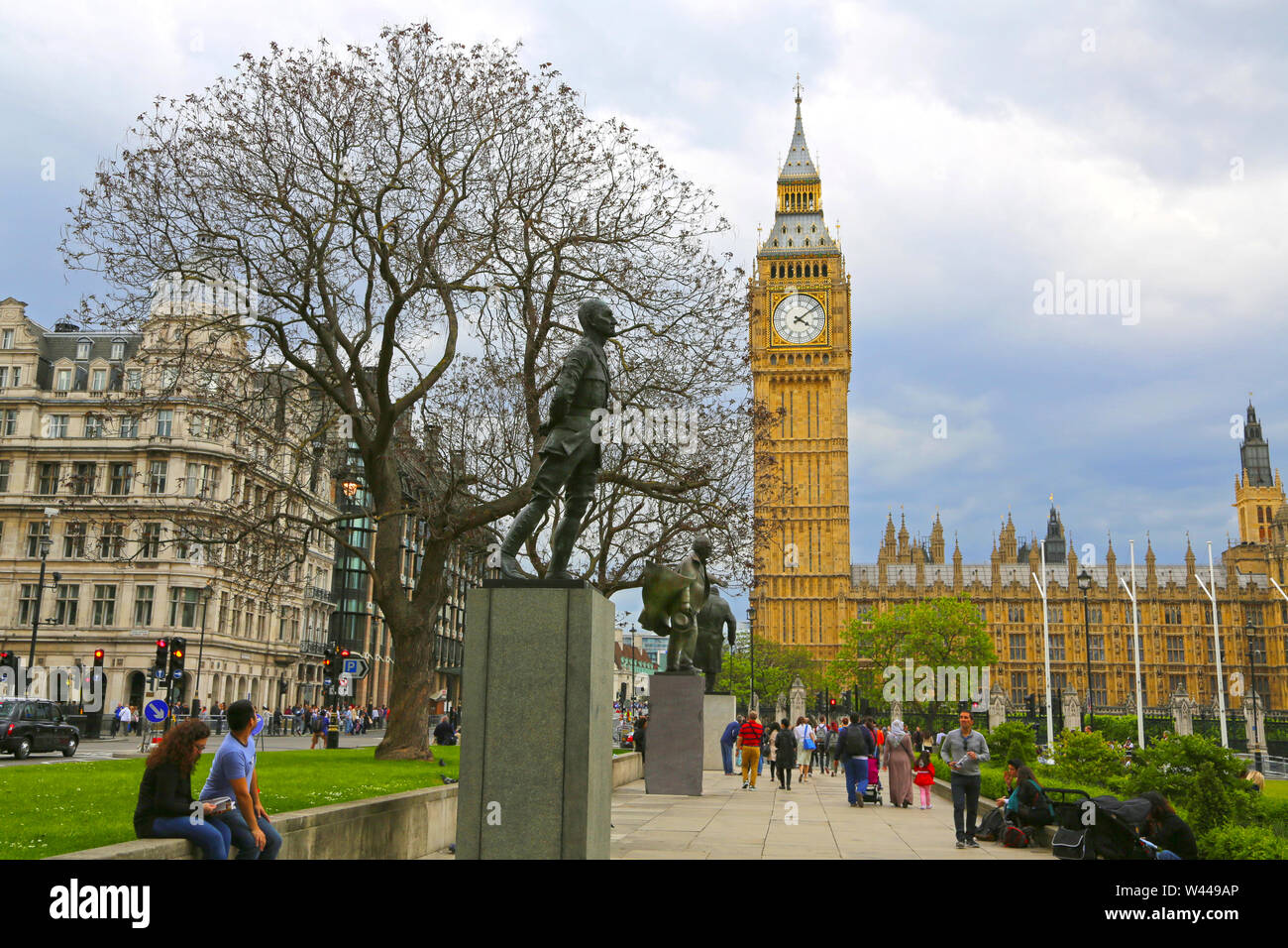London, Great Britain -May 22, 2016: statues to Jan Smuts, David Lloyd ...