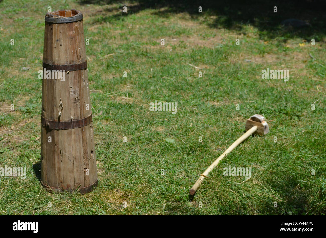 Traditional wooden butter churner in the Nuratau mountains, Uzbekistan ...