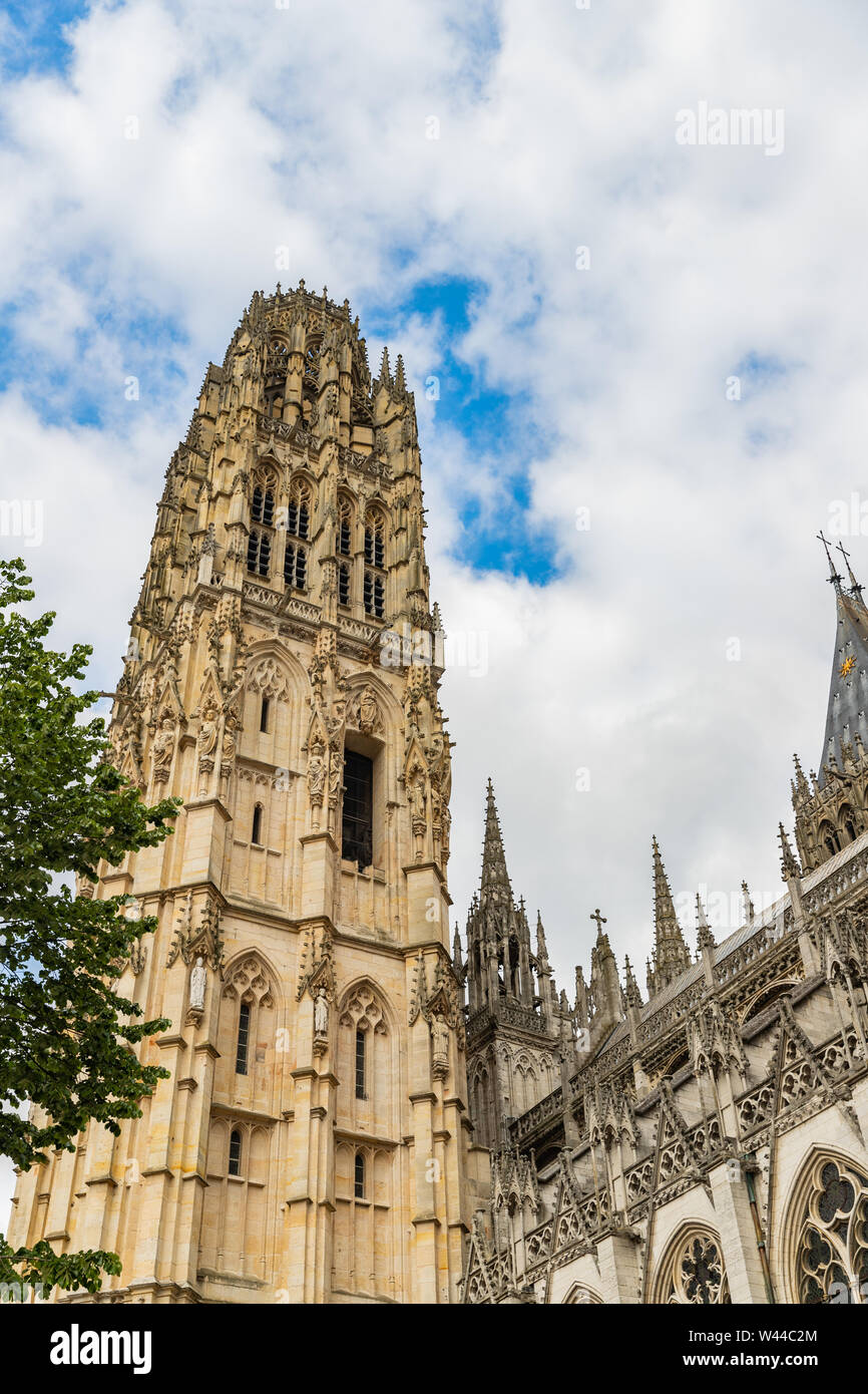 Tower of 4th century Cathedral of Nôtre-dame de Rouen in Rouen ...
