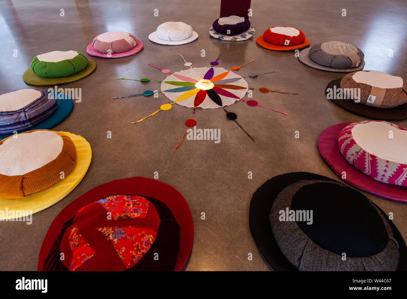 A closeup view on the 12 colors of the Native American-Indian symbolic ...