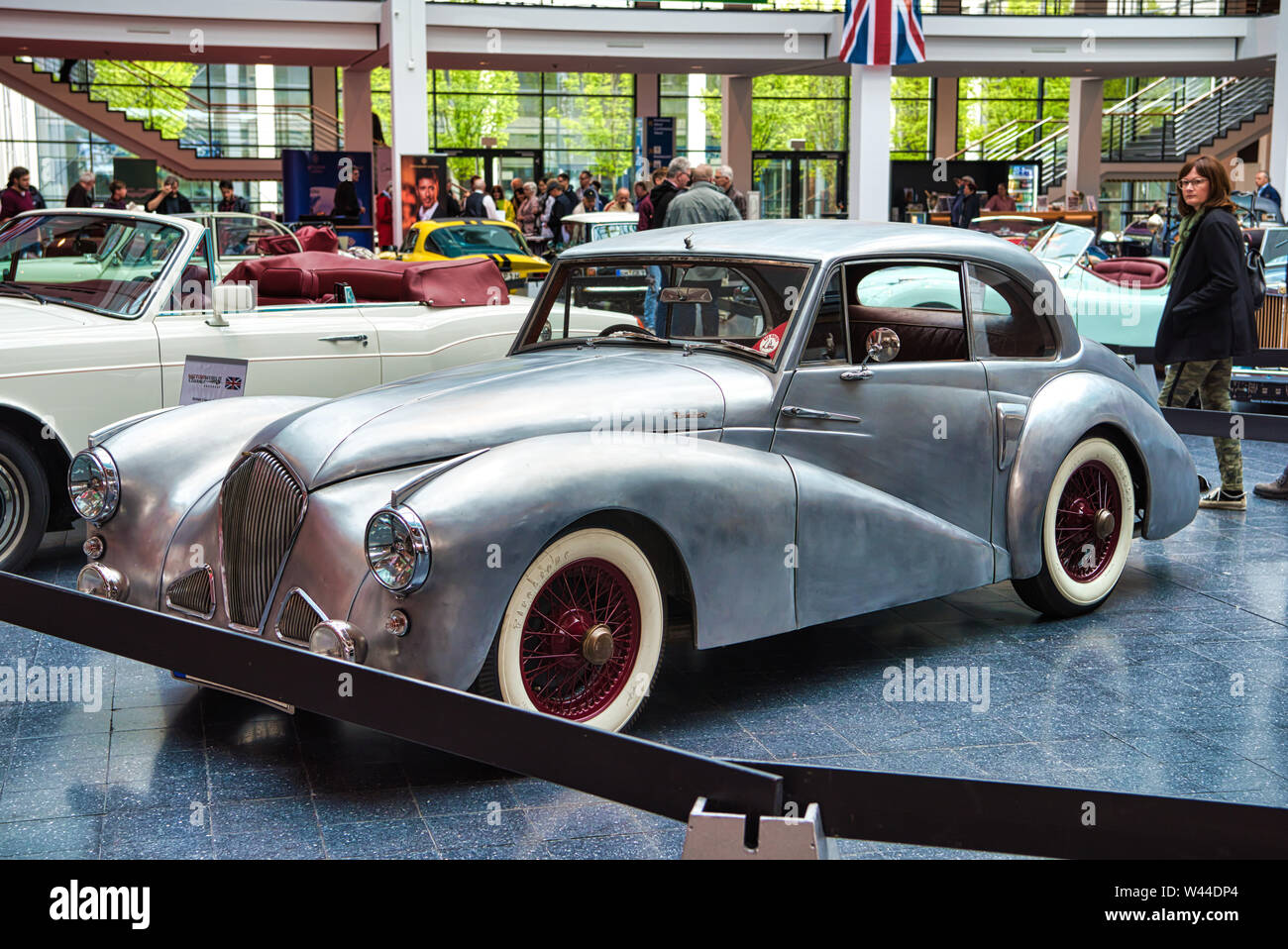 FRIEDRICHSHAFEN - MAY 2019: silver HEALEY TICKFORD SPORTS SALOON 1954 ...