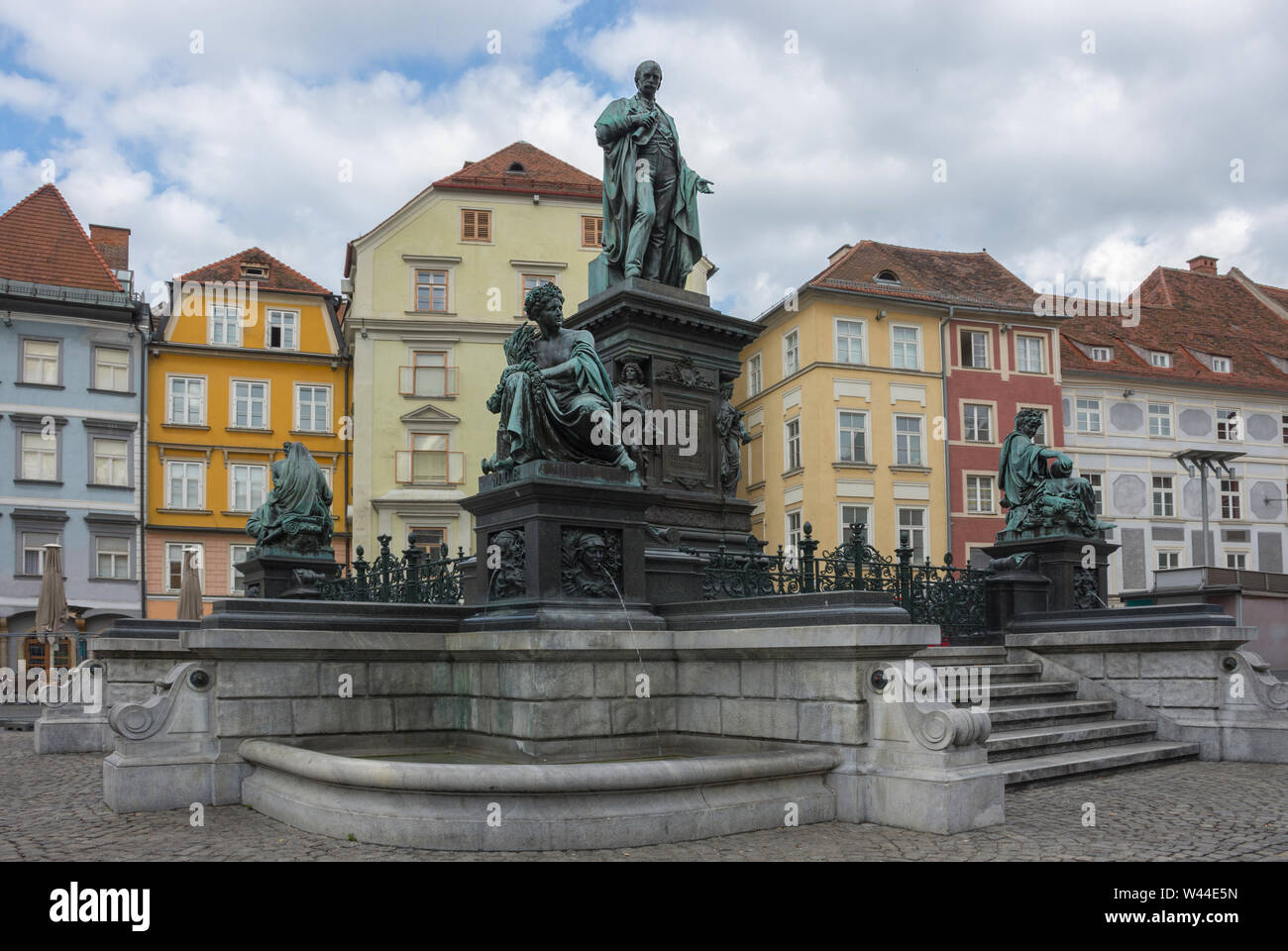 Erzherzog Johann fountain at Hauptplatz (main square), in Graz, Styria ...