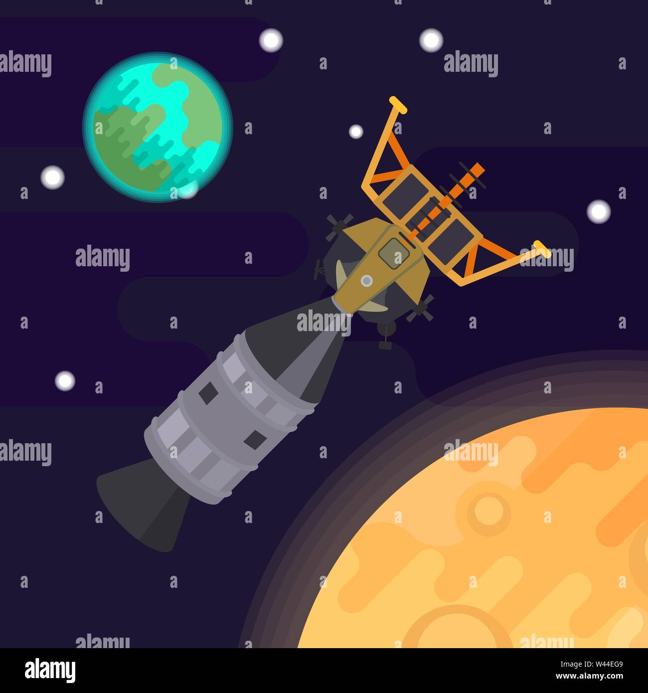the first man on the moon, apollo 11. nasa. Vector flat illustration ...