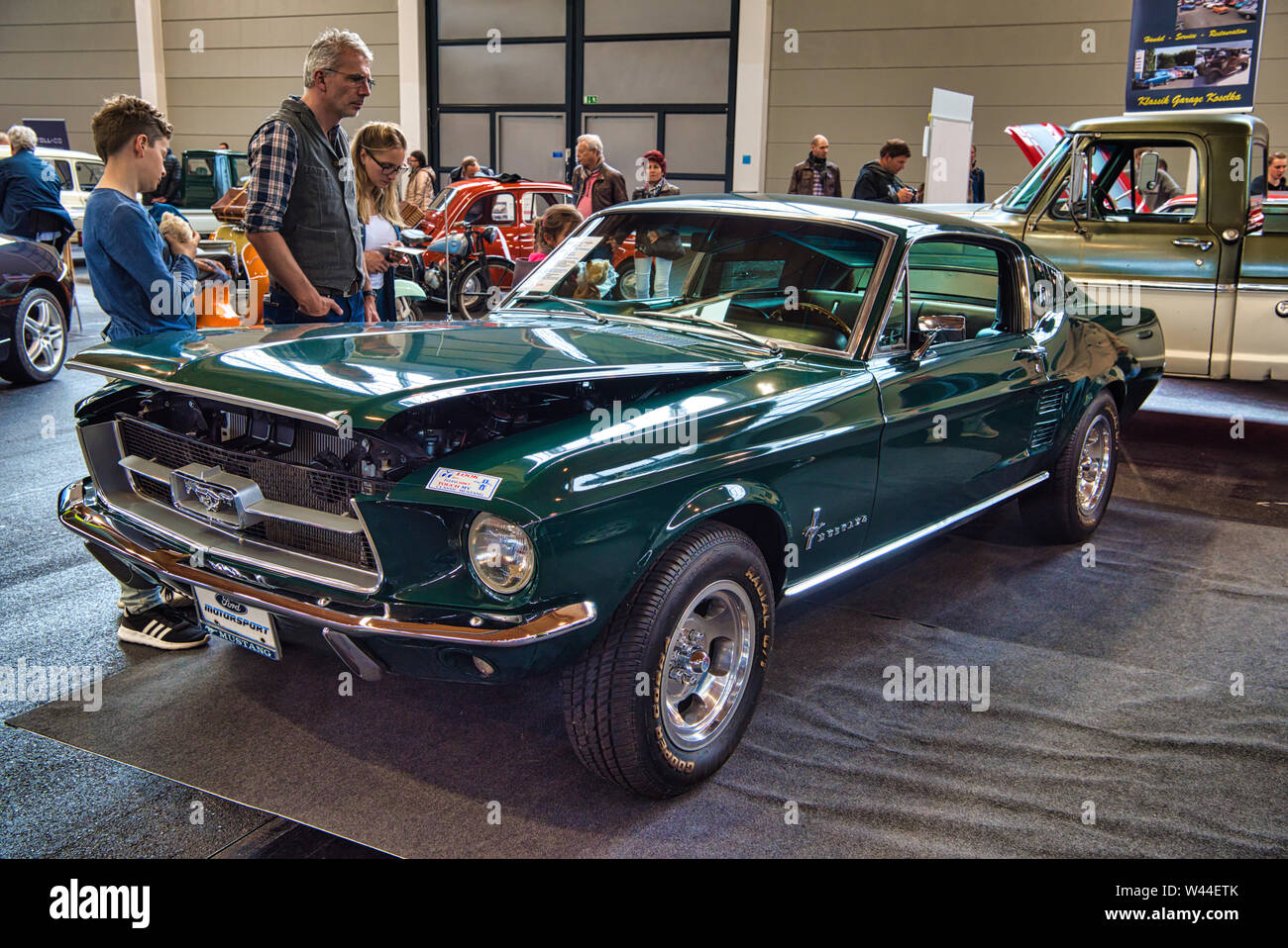 FRIEDRICHSHAFEN - MAY 2019: dark green FORD MUSTANG V8 1965 coupe at ...