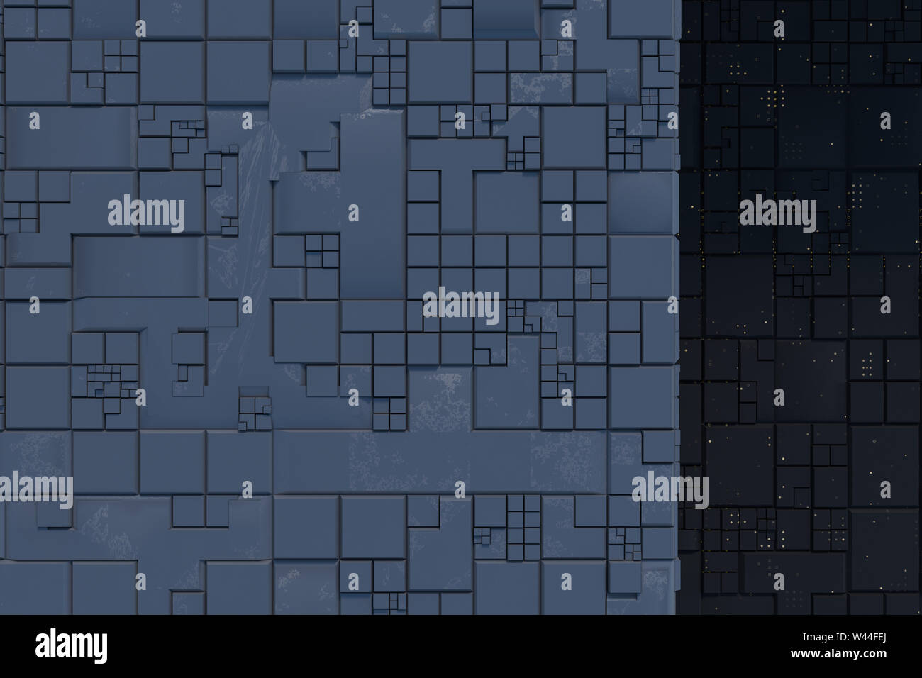 Dark ruins with circuit texture wall, sci-fi architecture background ...