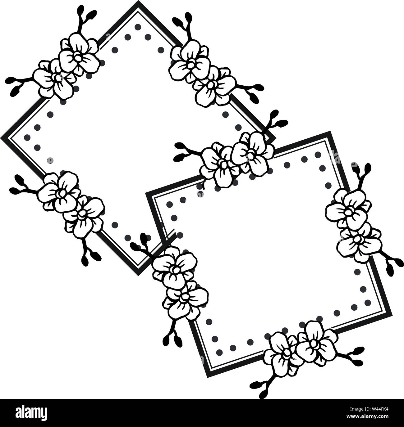 Various shape of cards, vintage style flower frame. Vector illustration ...