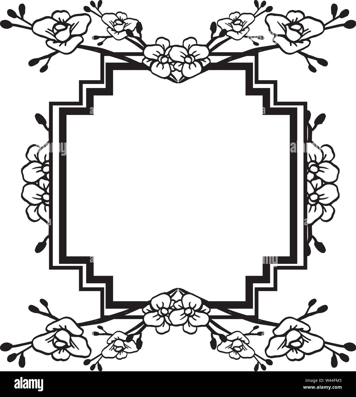 Various shape of cards, vintage style flower frame. Vector illustration ...
