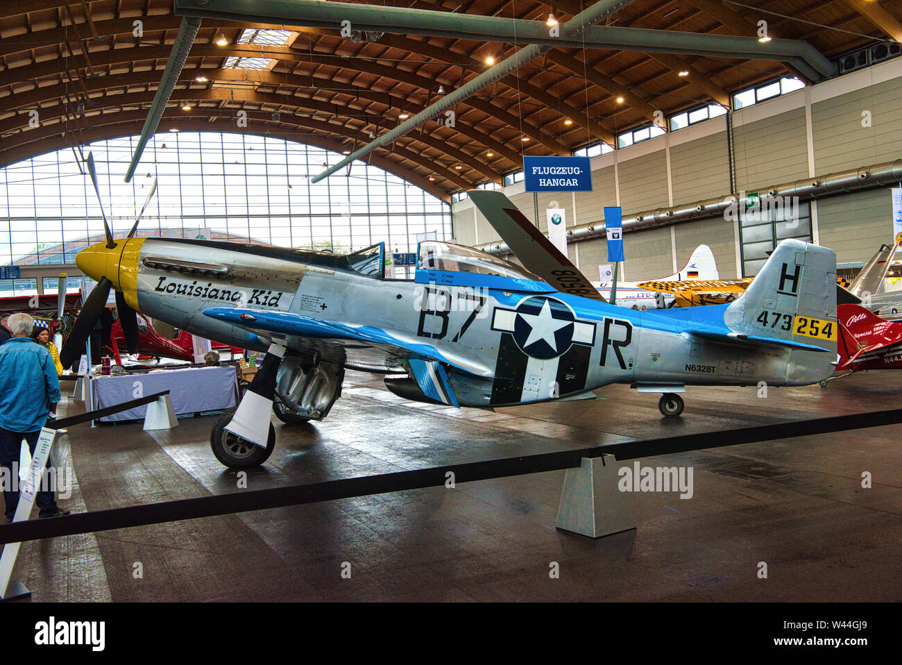 FRIEDRICHSHAFEN - MAY 2019: silver blue plane P-51D MUSTANG LOUISIANA ...