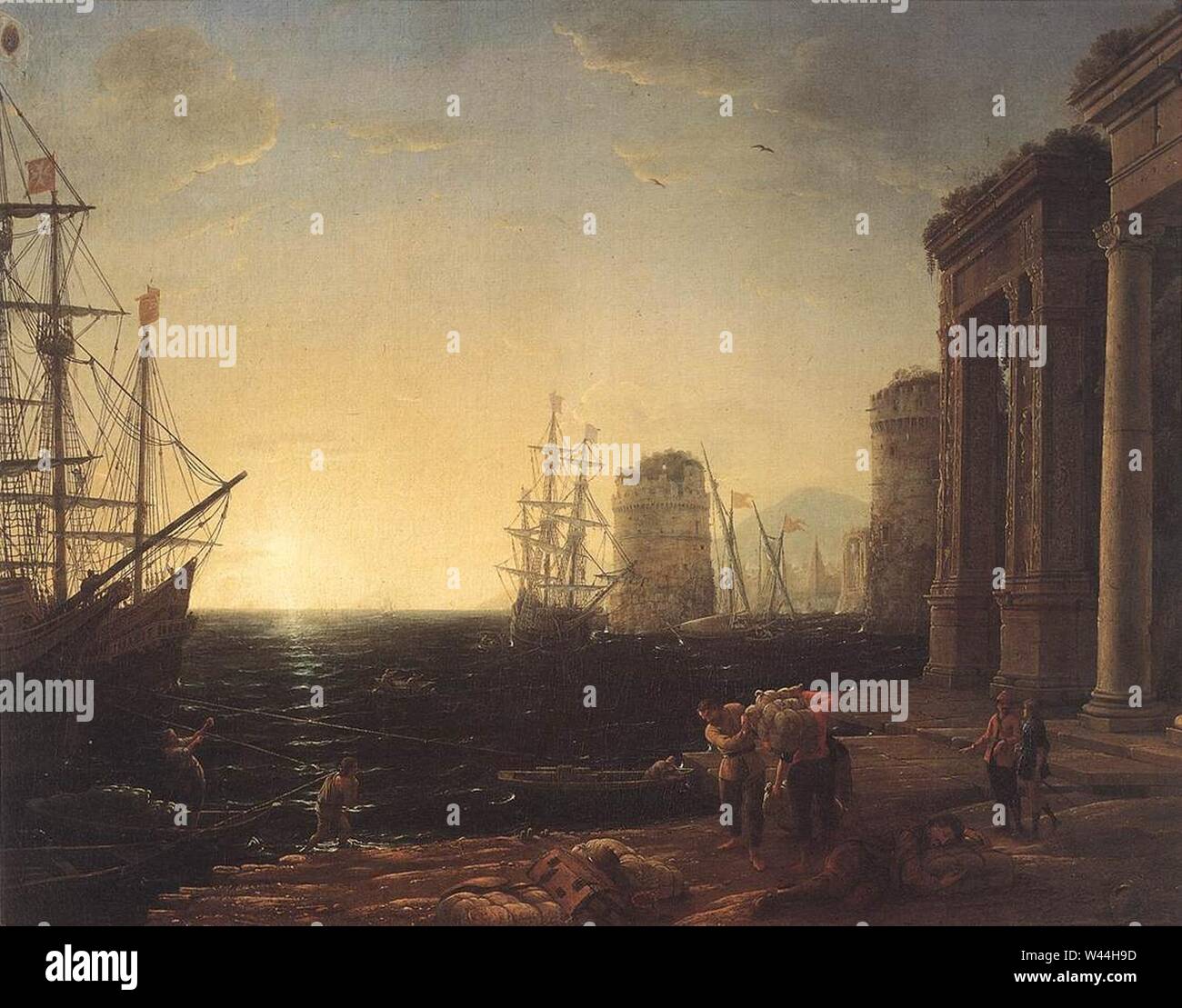 Claude Lorrain - Harbour Scene at Sunset Stock Photo - Alamy