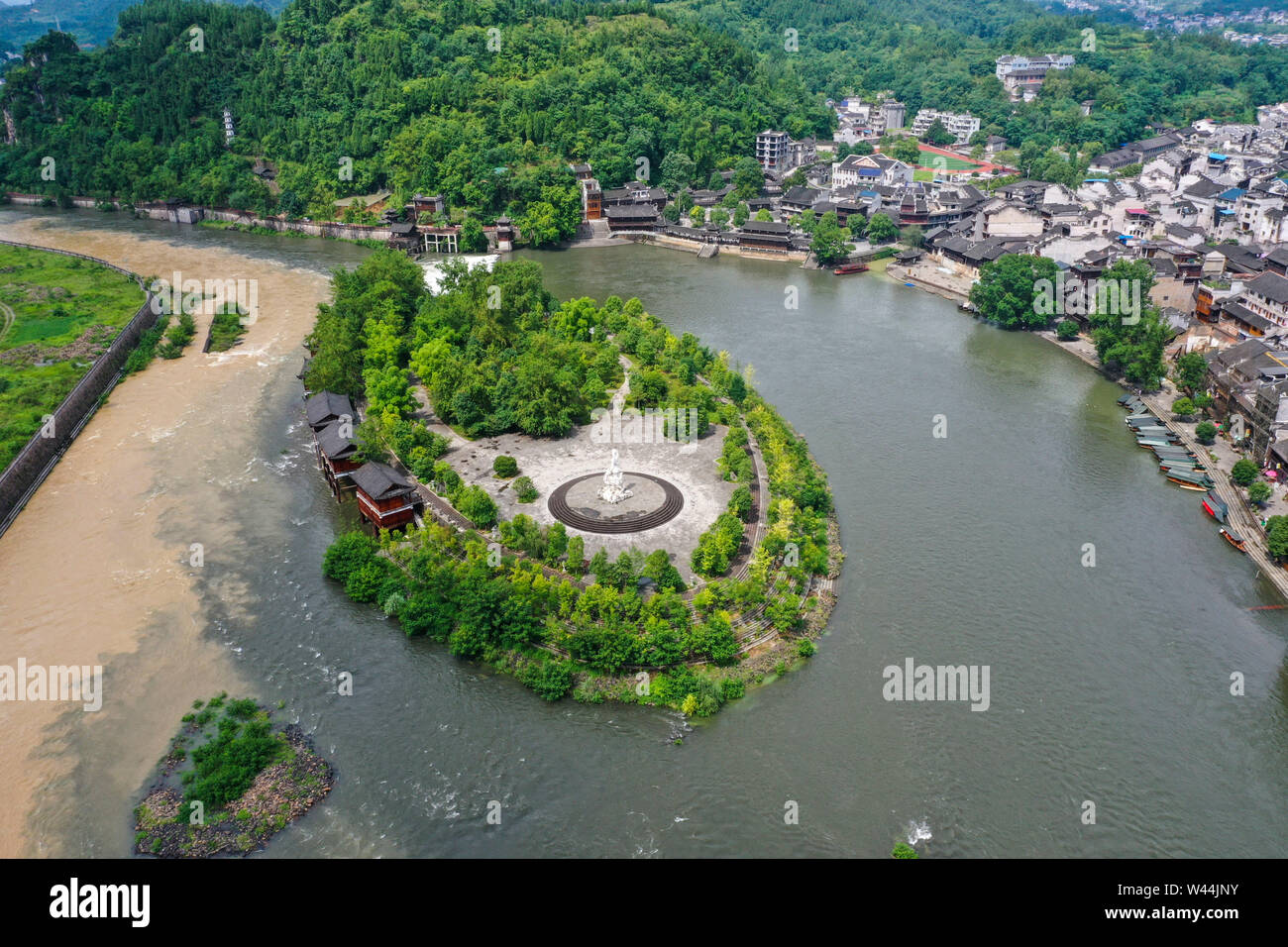 Chongqing. 18th July, 2019. Aerial photo taken on July 18, 2019 shows ...
