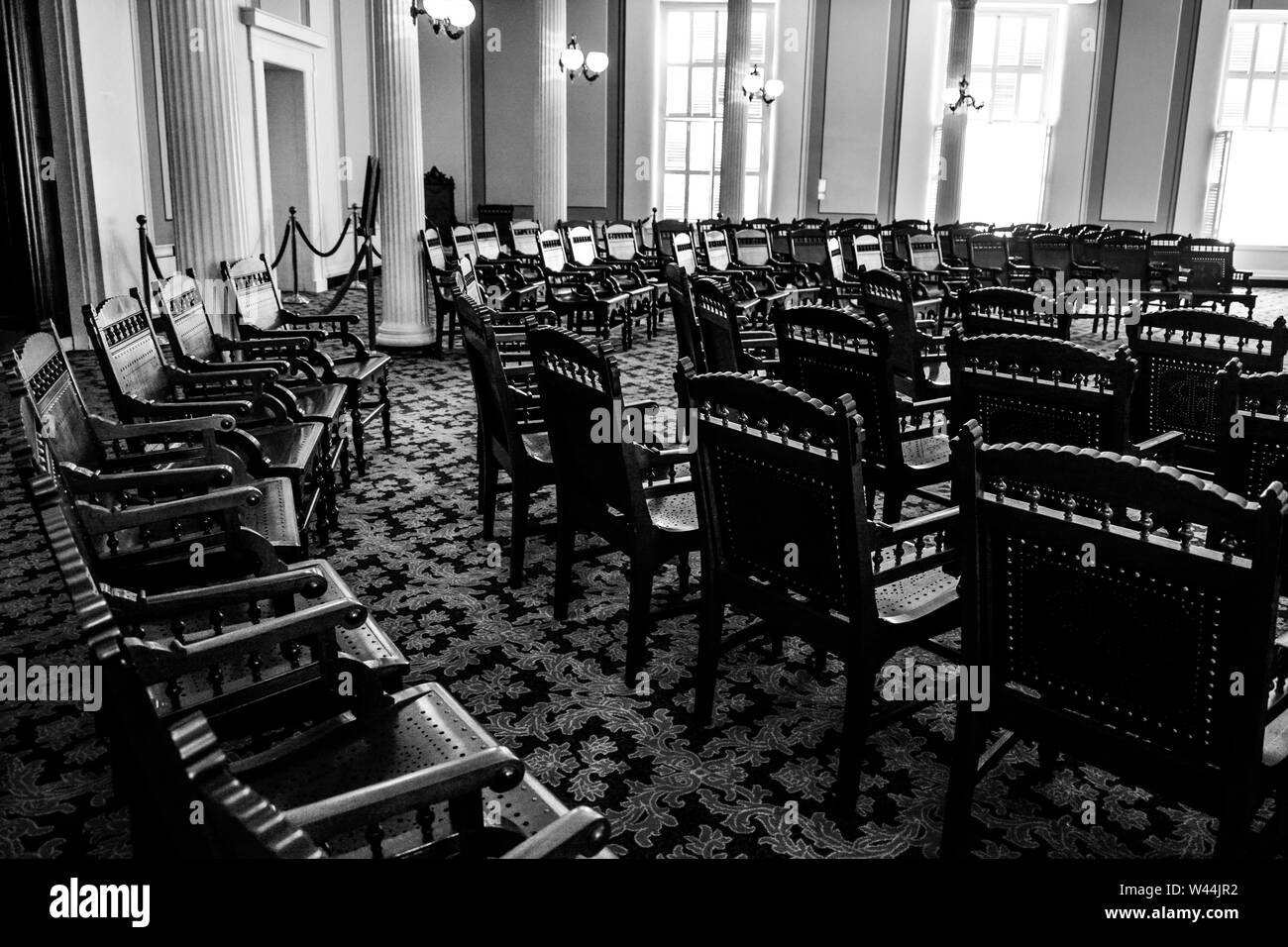 An empty house chamber inside the historical Alabama State capitol in ...