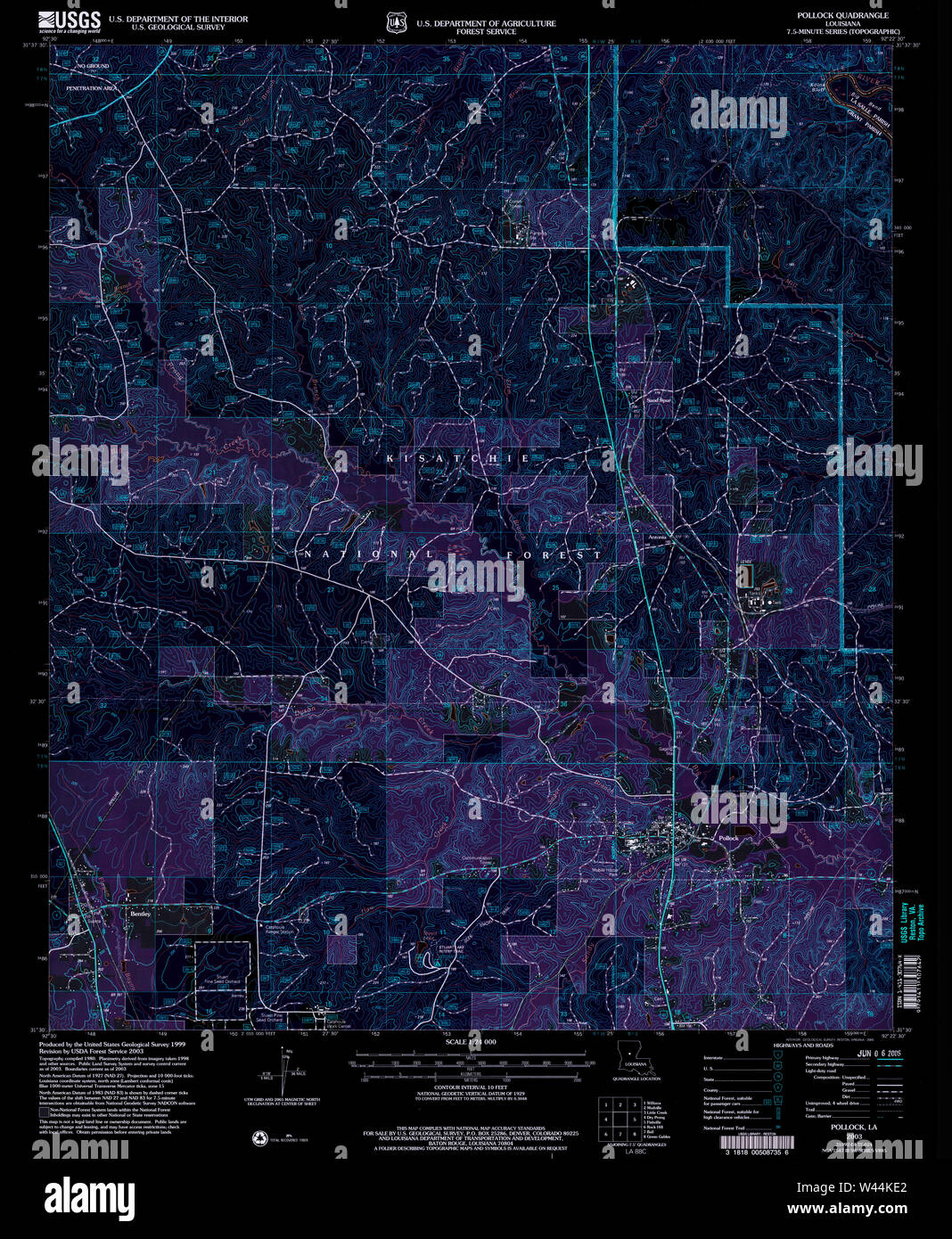 USGS TOPO Map Louisiana LA Pollock 333104 2003 24000 Inverted Stock ...