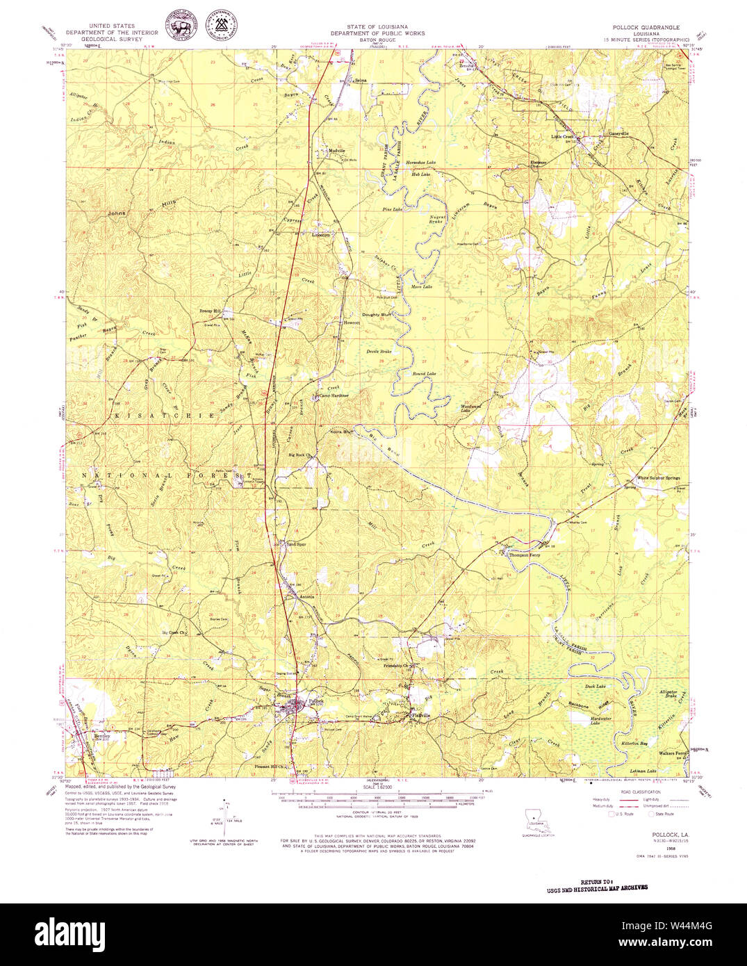 Map of pollock louisiana hi-res stock photography and images - Alamy