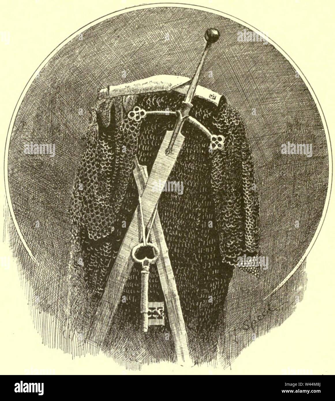 Claymore and armour from Dunvegan Castle (engraving, sometime before ...