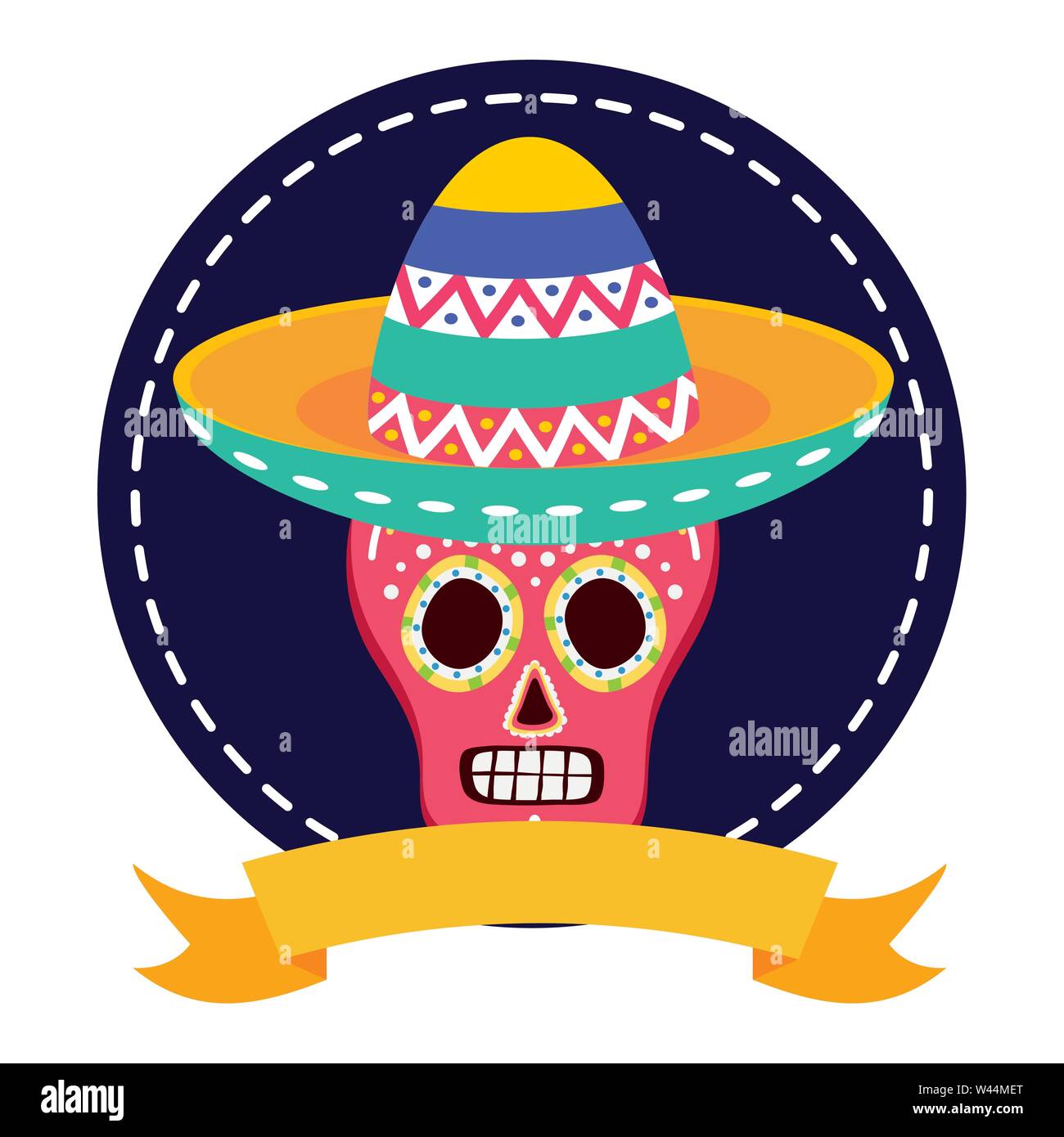day of the dead celebration skull mask with mexican hat Stock Vector ...
