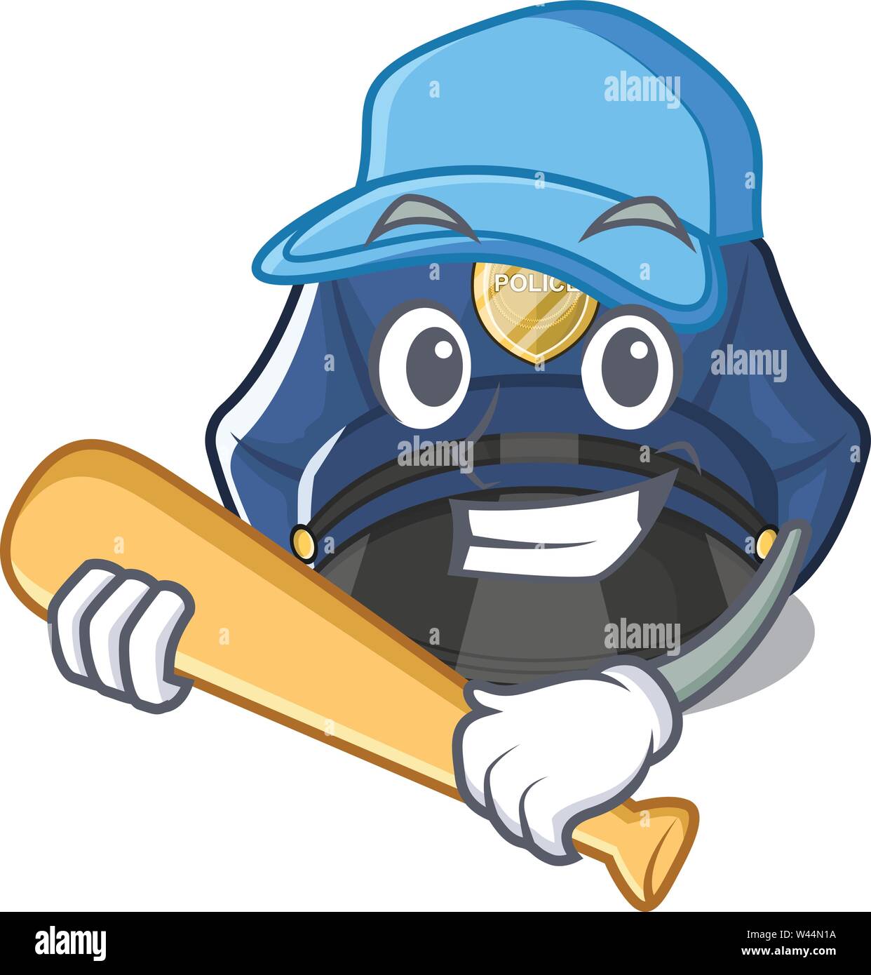 Playing baseball police hat isolated in the mascot vector illustration ...