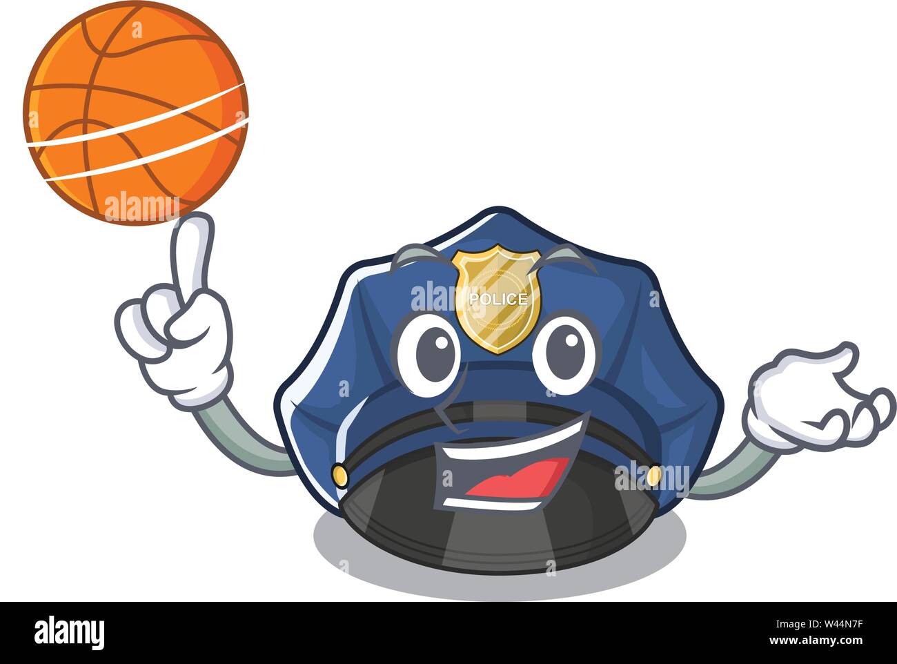 With basketball police hat isolated in the mascot vector illustration ...