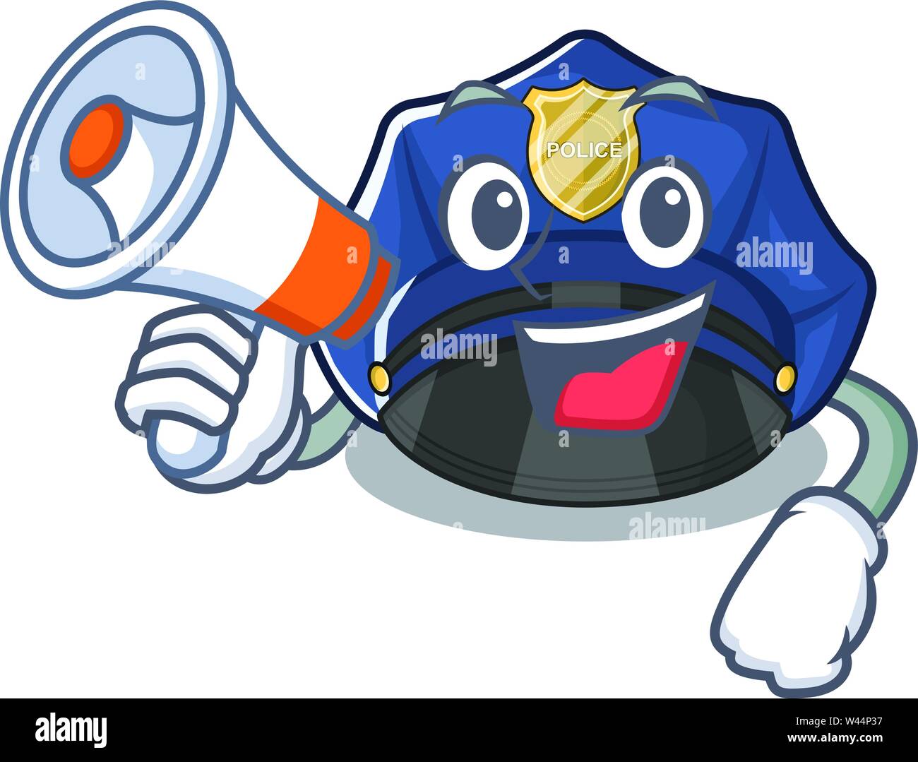 With megaphone police hat isolated in the mascot vector illustration ...