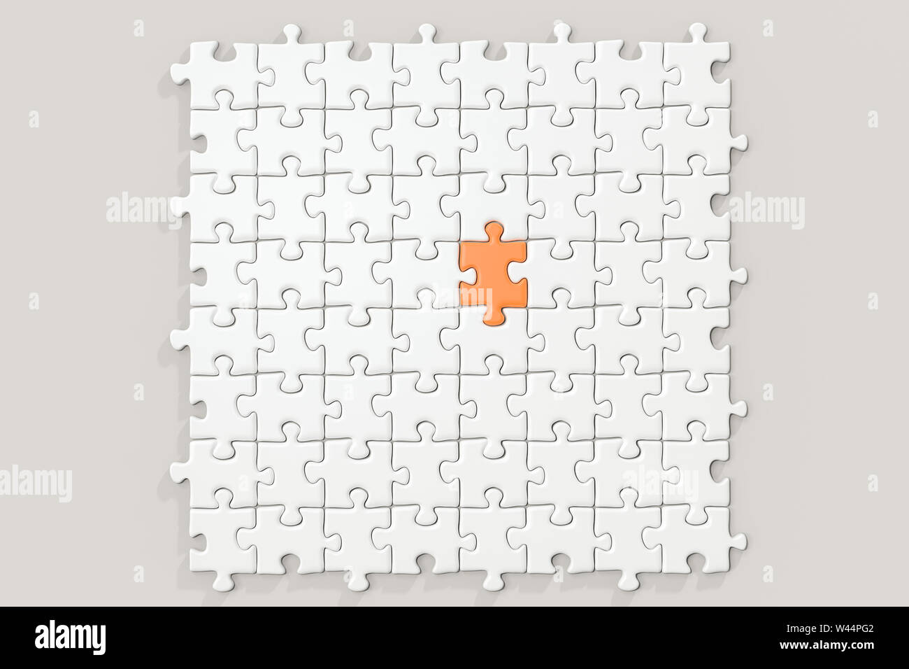 Blank puzzles arranged neatly with white background, 3d rendering ...