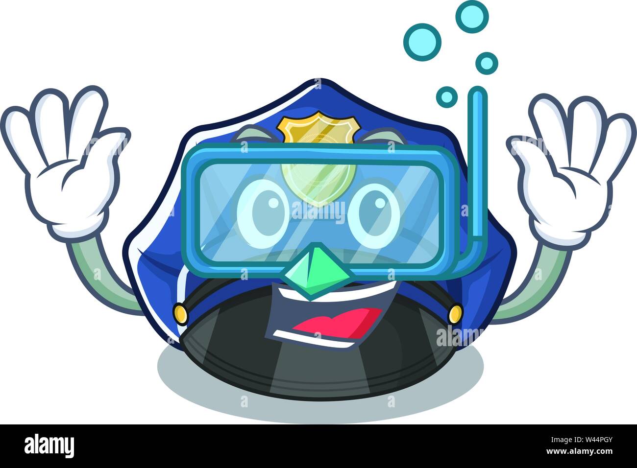 Diving police hat in the character shape vector illustration Stock ...
