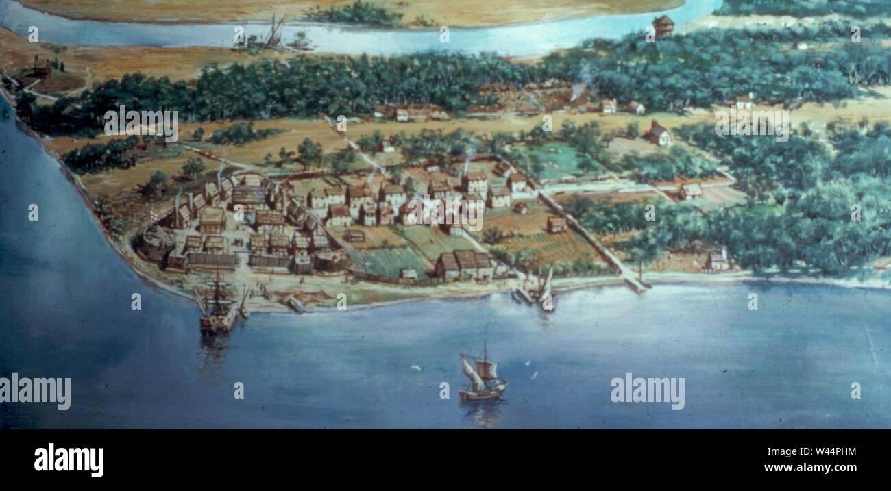 Colonial Jamestown About 1614 Stock Photo - Alamy