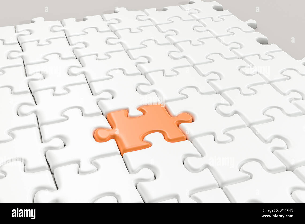 Blank puzzles arranged neatly with white background, 3d rendering ...