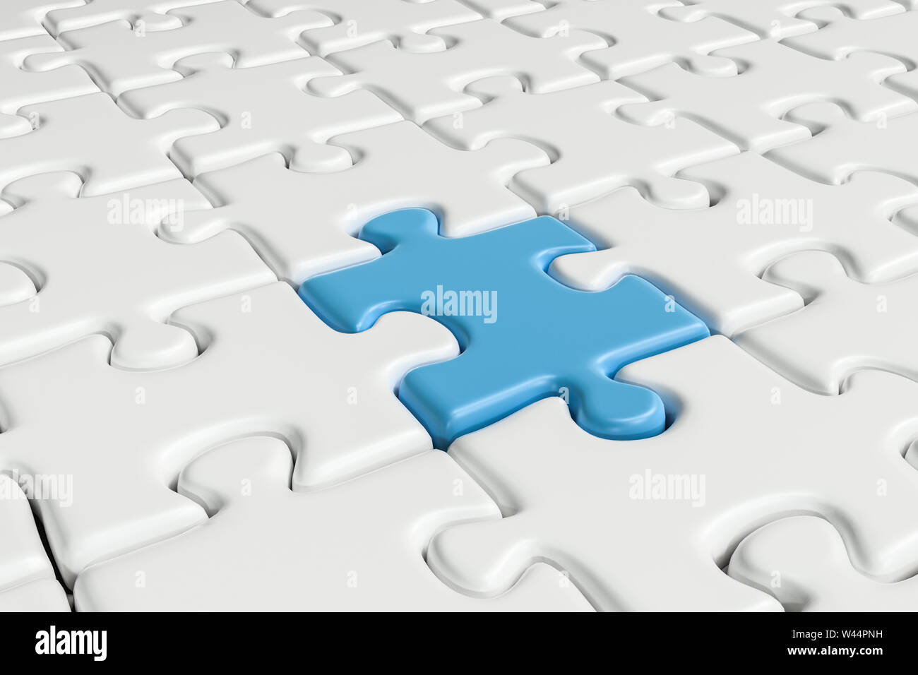 Blank puzzles arranged neatly with white background, 3d rendering ...