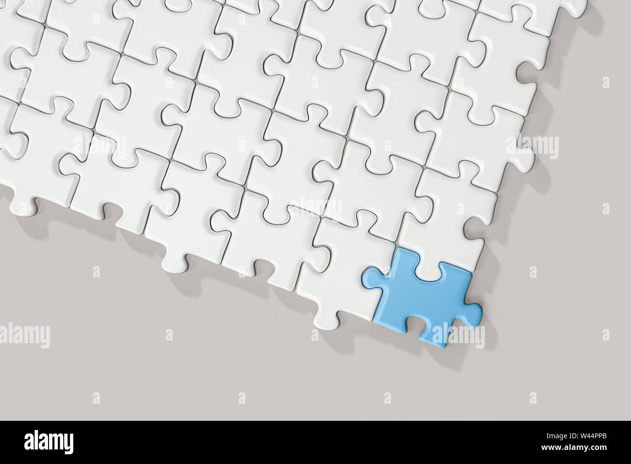 Blank puzzles arranged neatly with white background, 3d rendering ...