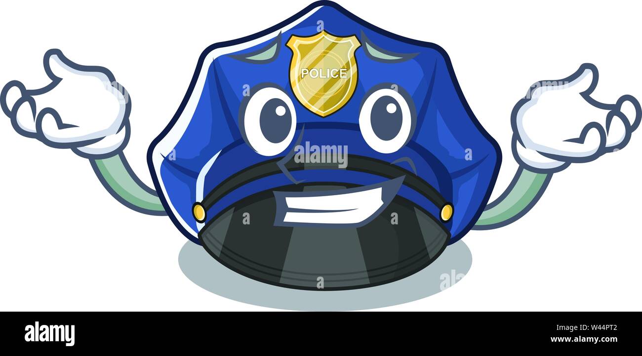 Grinning police hat in the character shape vector illustration Stock ...