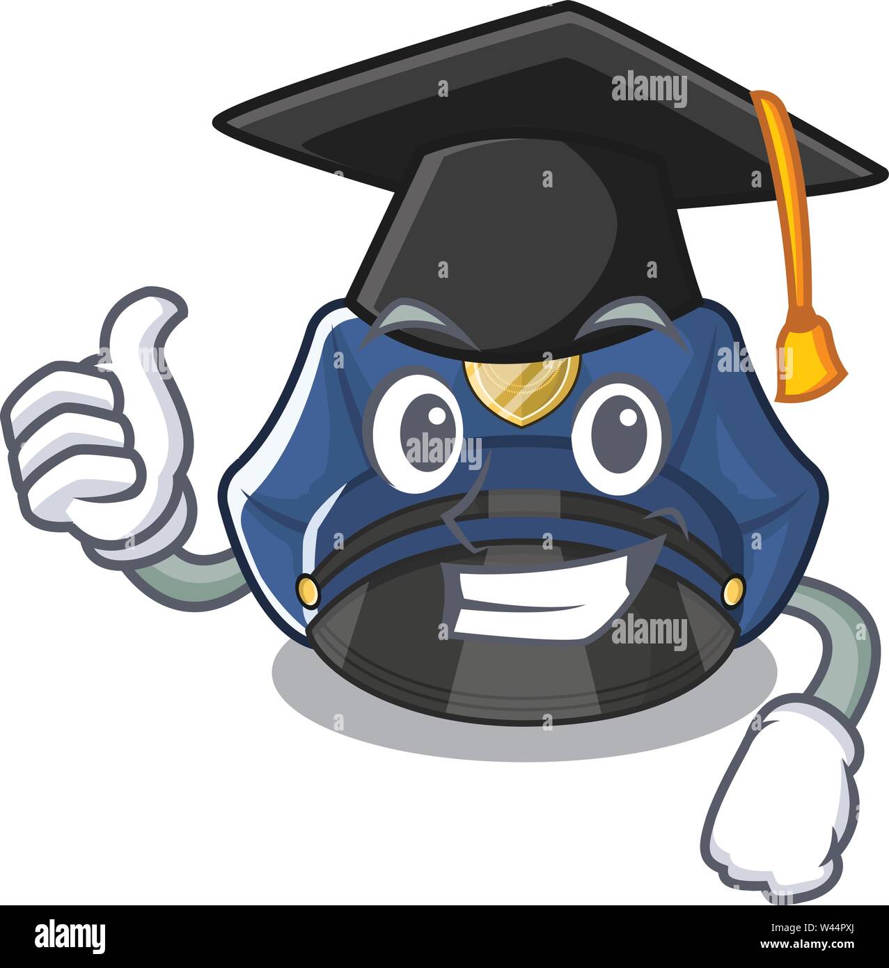 Graduation police hat in the character shape vector illustration Stock ...