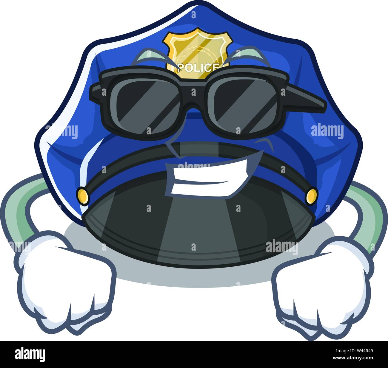 Super cool police hat in the character shape vector illustration Stock ...