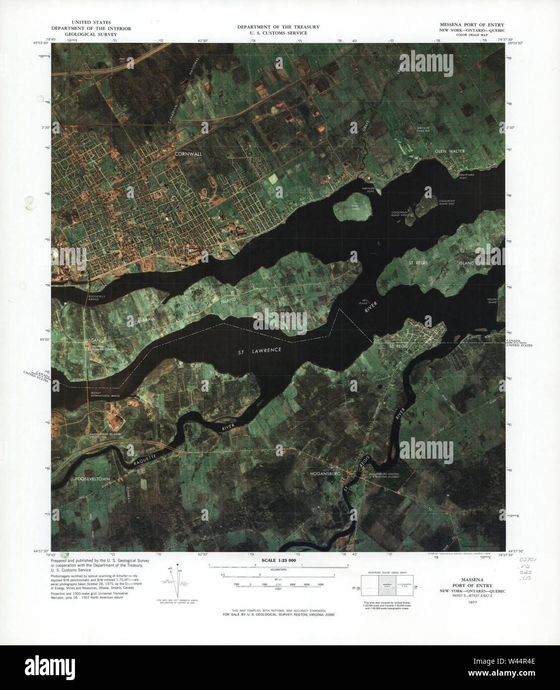 Color image map - (ports of entry, United States-Canadian border Stock ...