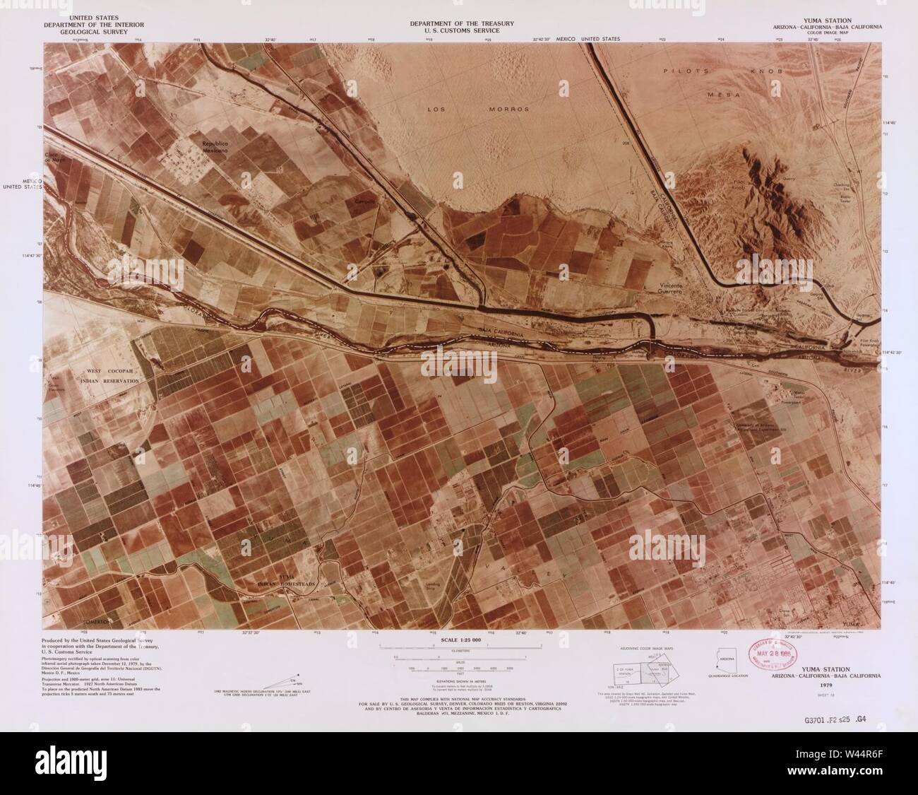 Color image map - (ports of entry, United States-Mexican border Stock ...