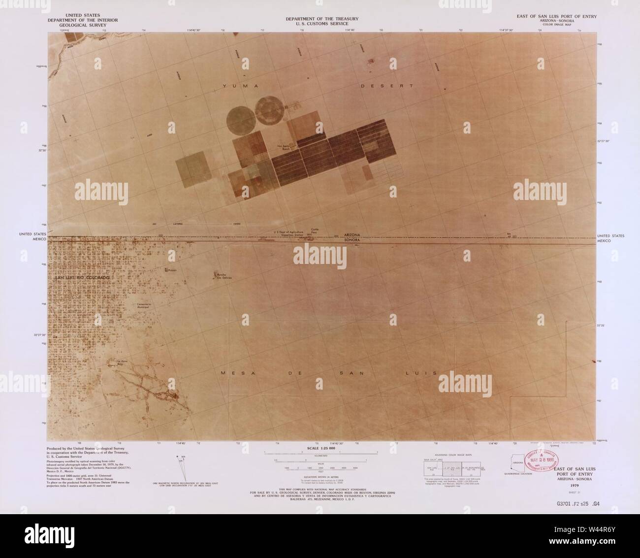 Color image map - (ports of entry, United States-Mexican border Stock ...
