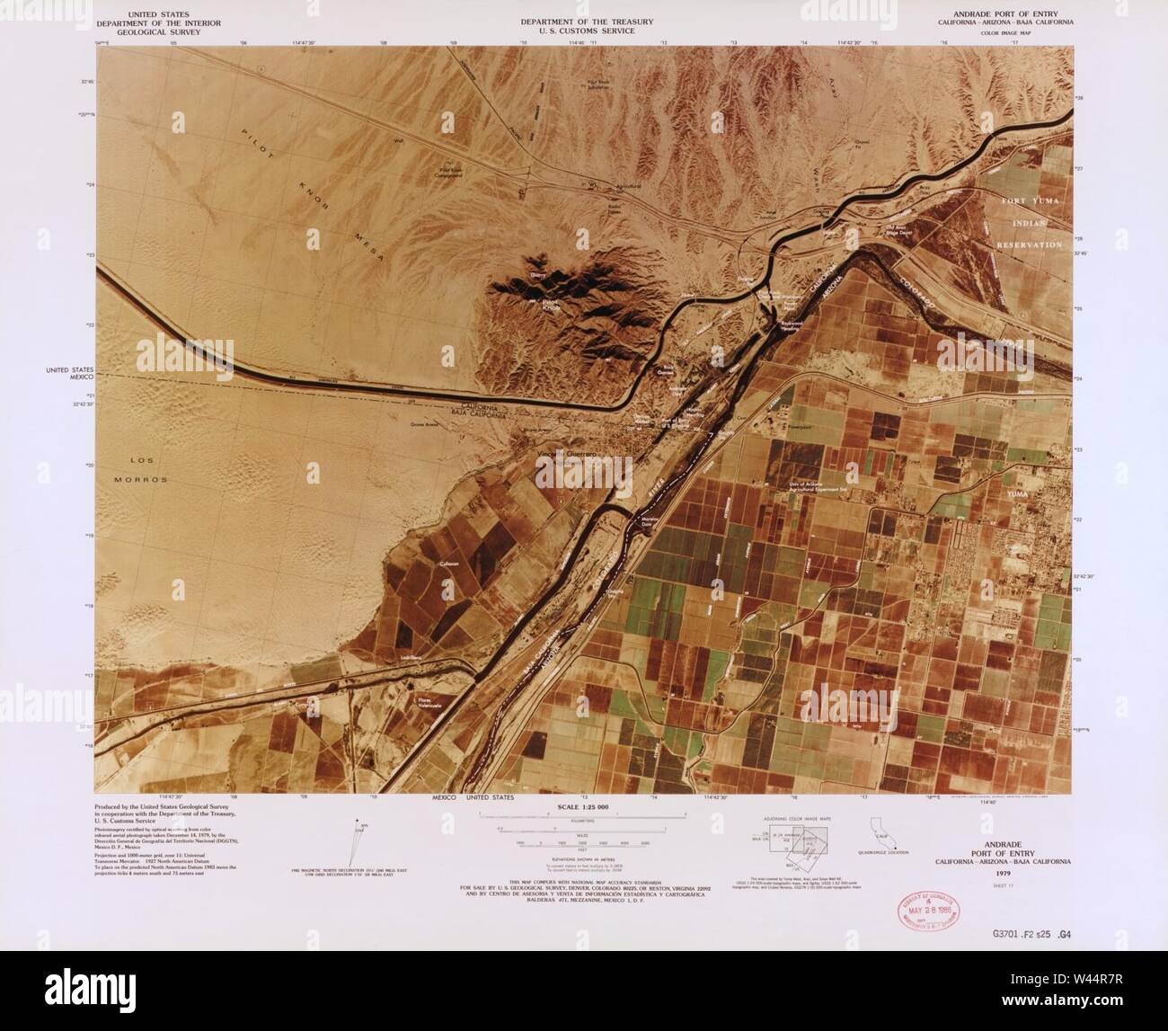 Color image map - (ports of entry, United States-Mexican border Stock ...