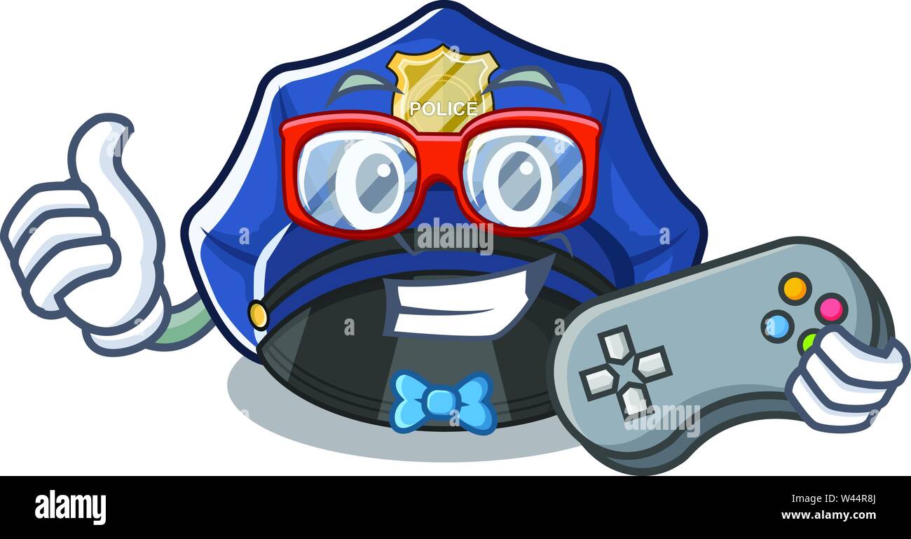 Gamer police hat in the character shape vector illustration Stock ...