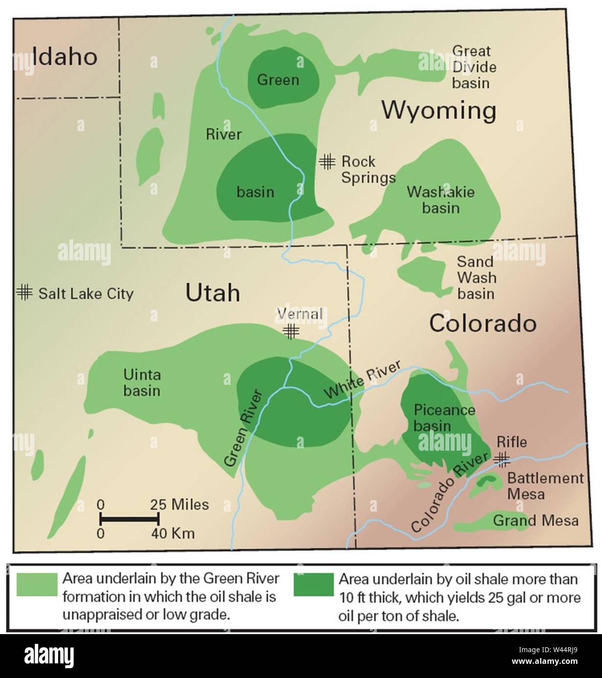 Colorado, Utah and Wyoming oil shale deposits Stock Photo - Alamy