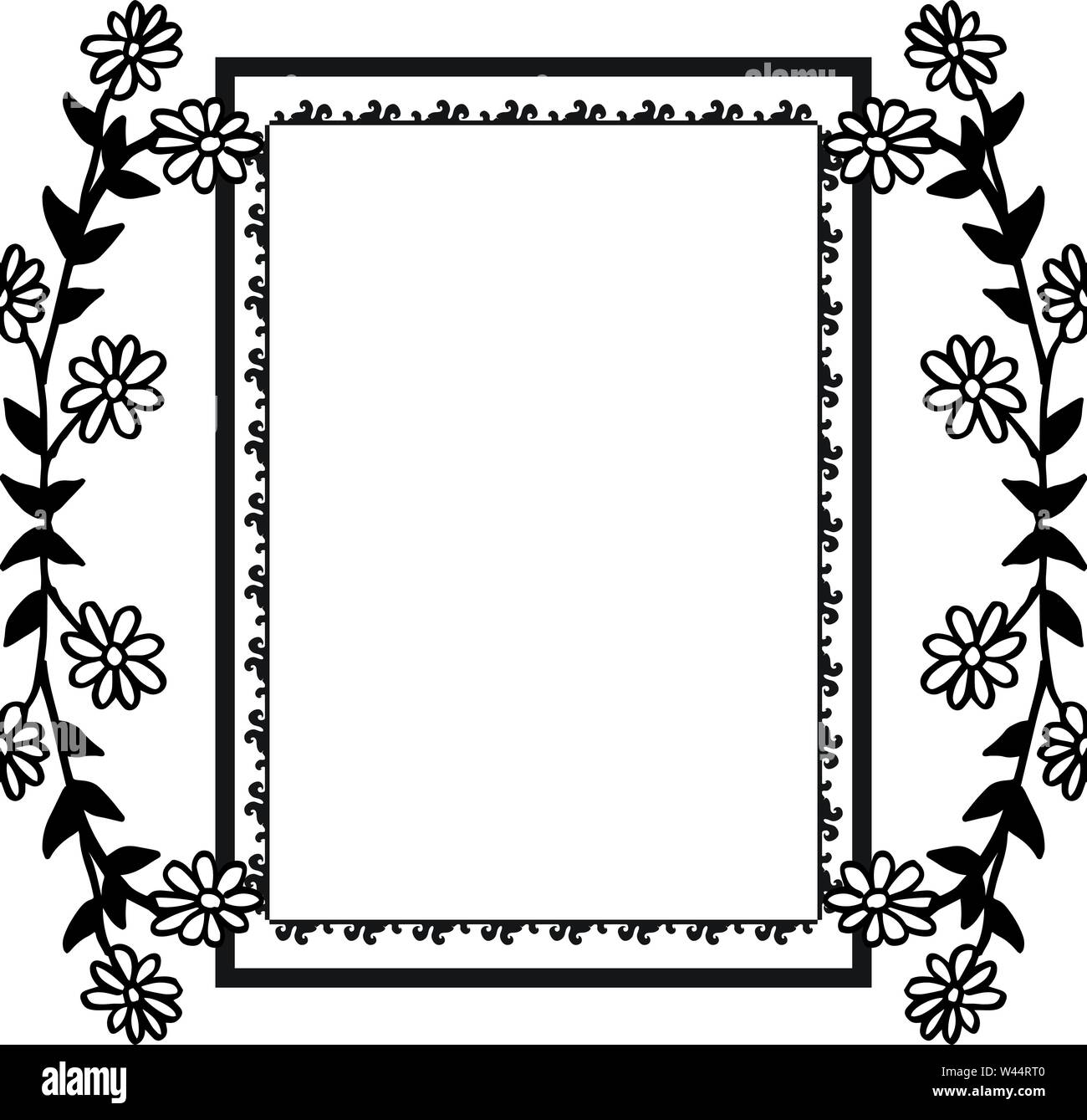 Vintage card with flower frame on a white background, style unique ...