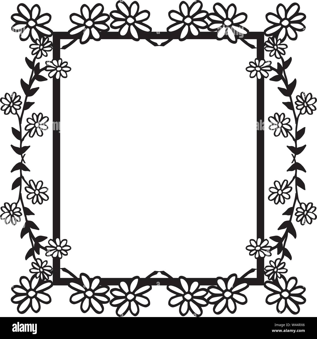 Vintage card with flower frame on a white background, style unique ...