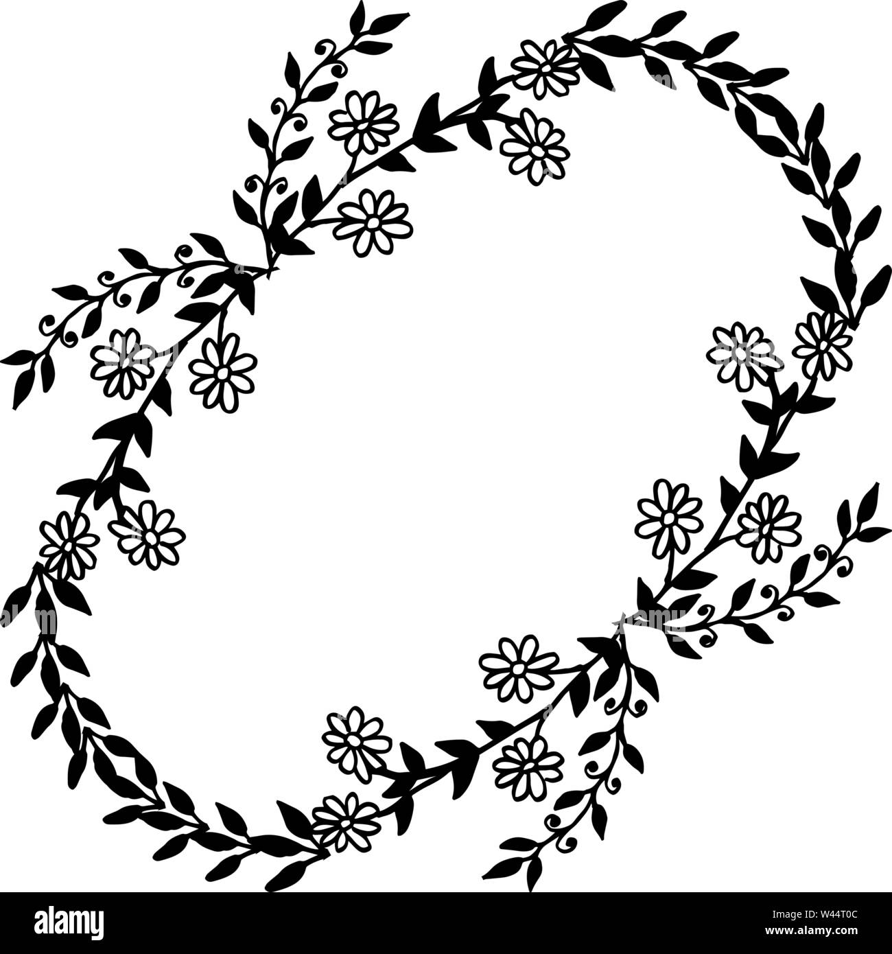 Vintage card with flower frame on a white background, style unique ...