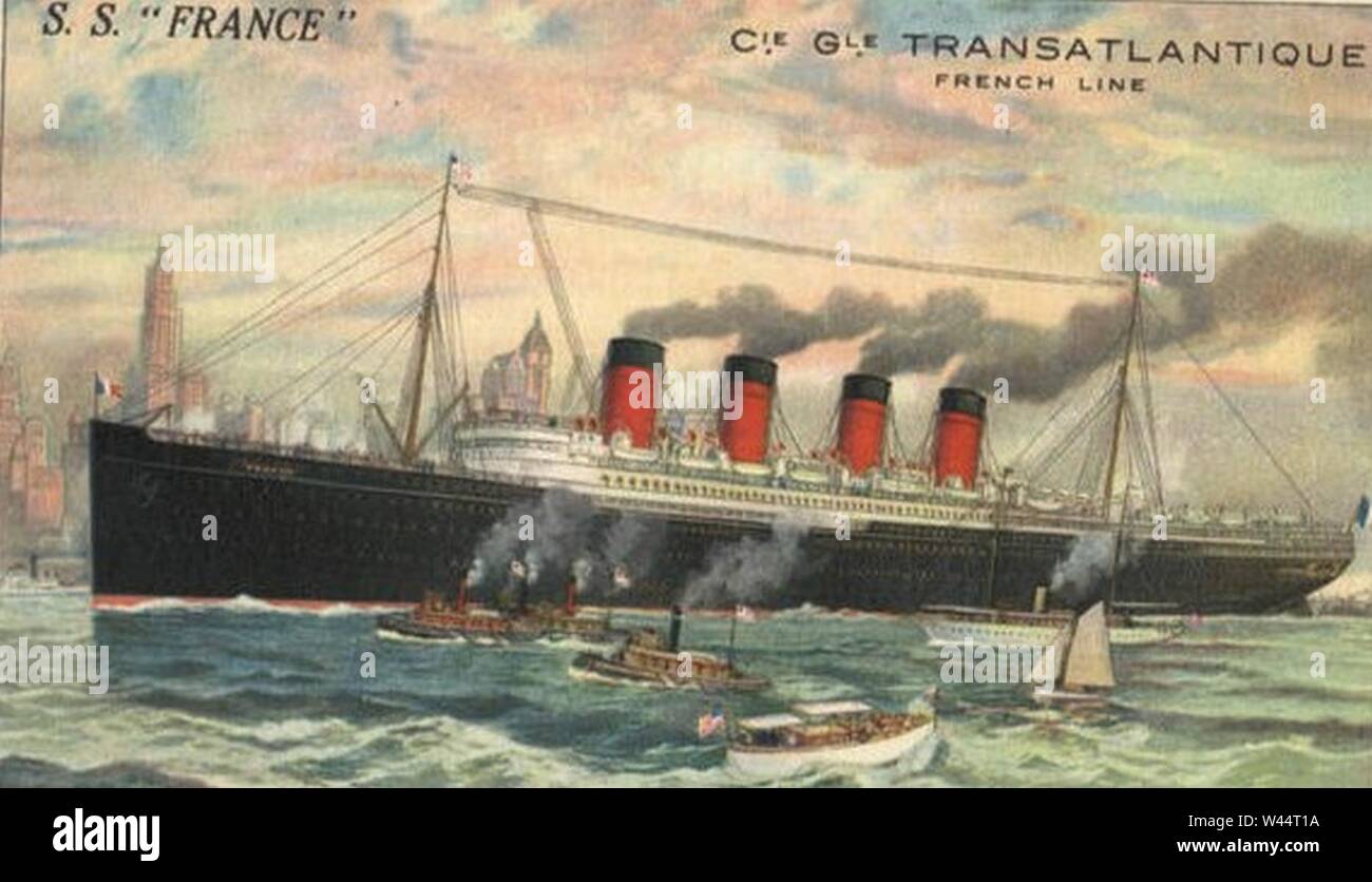 Colour Drawing of the SS France Stock Photo - Alamy