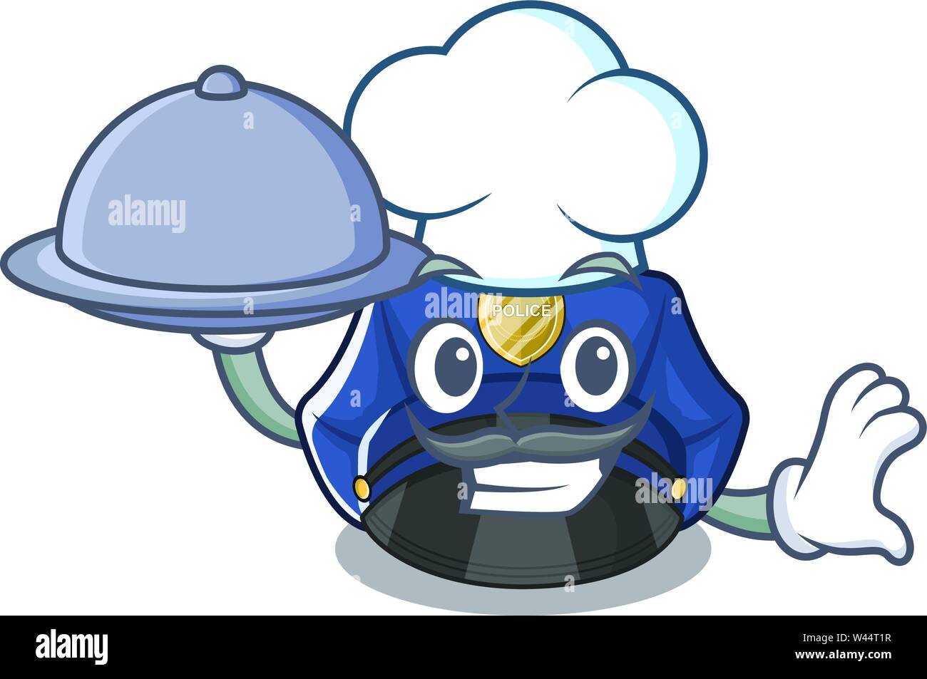 Chef with food police hat in the cartoon cupboard vector illustration ...