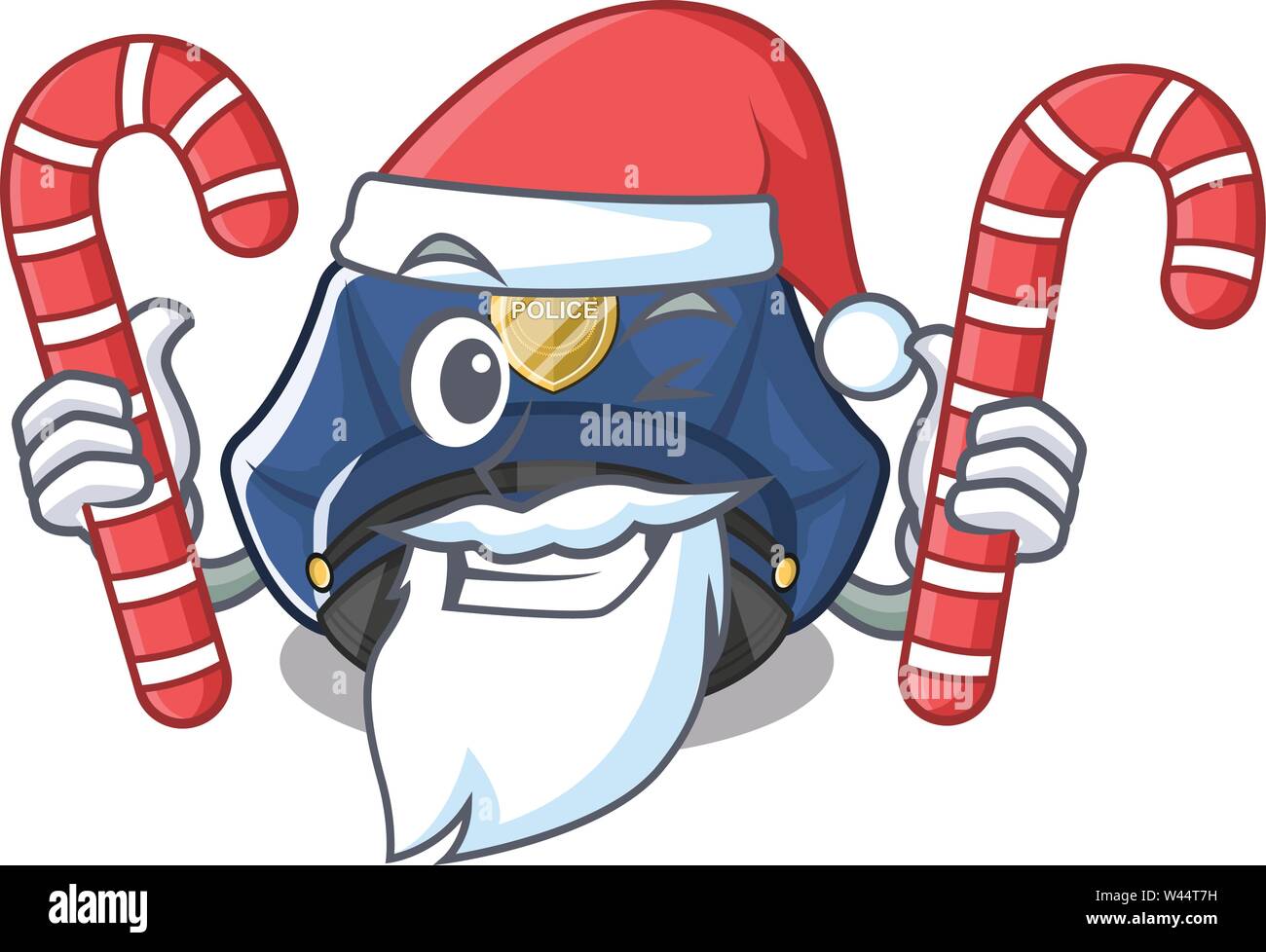 Santa with candy police hat in a cartoon bag vector illustartion Stock ...