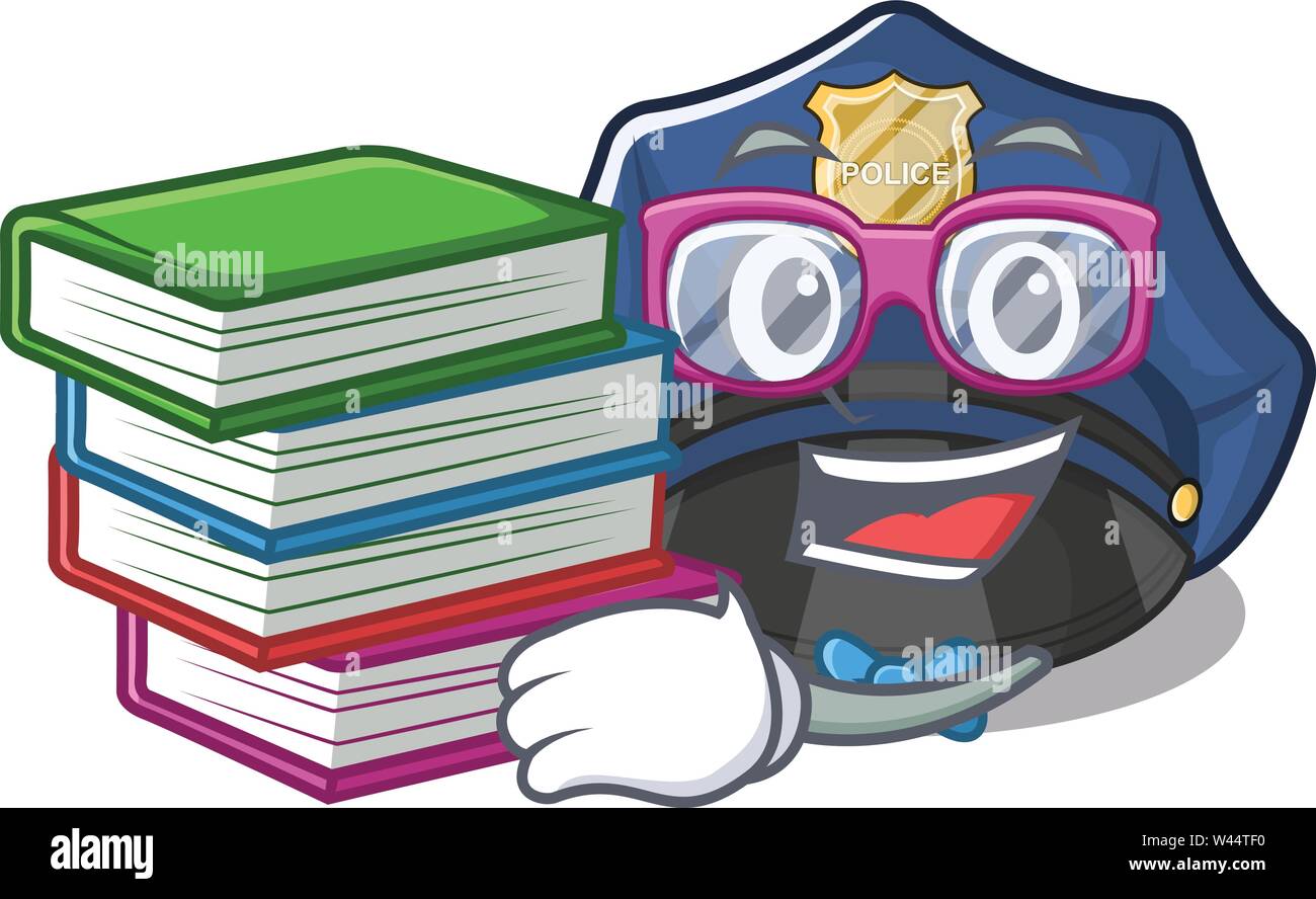 Student with book police hat in a cartoon bag vector illustartion Stock ...
